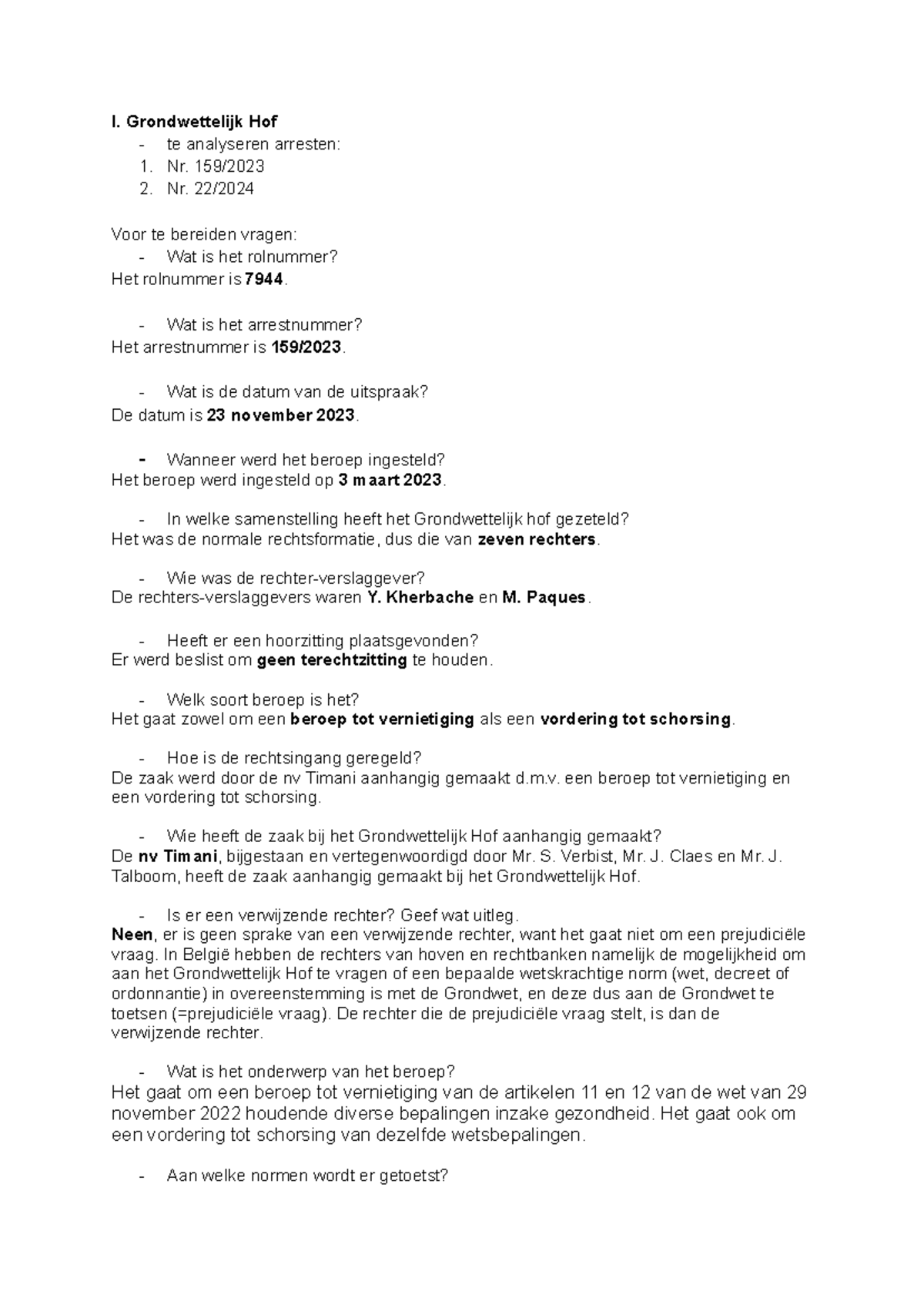 Werkcollege opdracht rechtspraak Grondwettelijk Hof & Raad van State ...