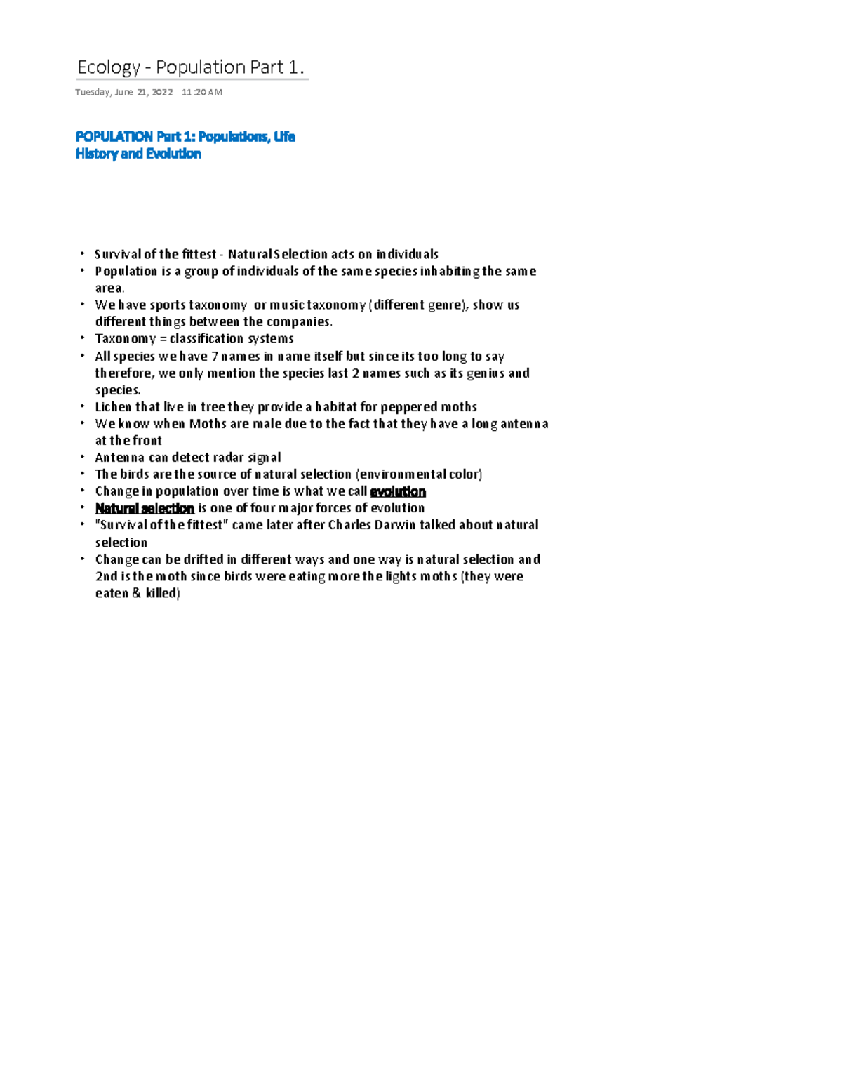 Ecology-Population Part 1 - Ecology - Population Part 1. Tuesday, June ...