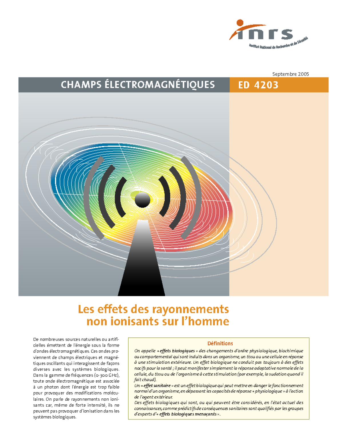 Effets rayonnements NON ionisants sur Homme - De nombreuses sources ...