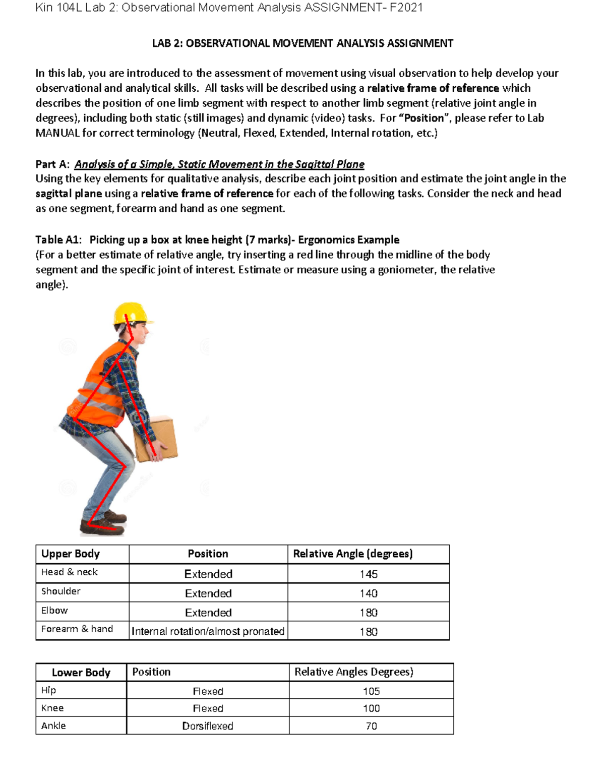 Lab 2 Observational Movement Analysis PDF - LAB 2: OBSERVATIONAL ...