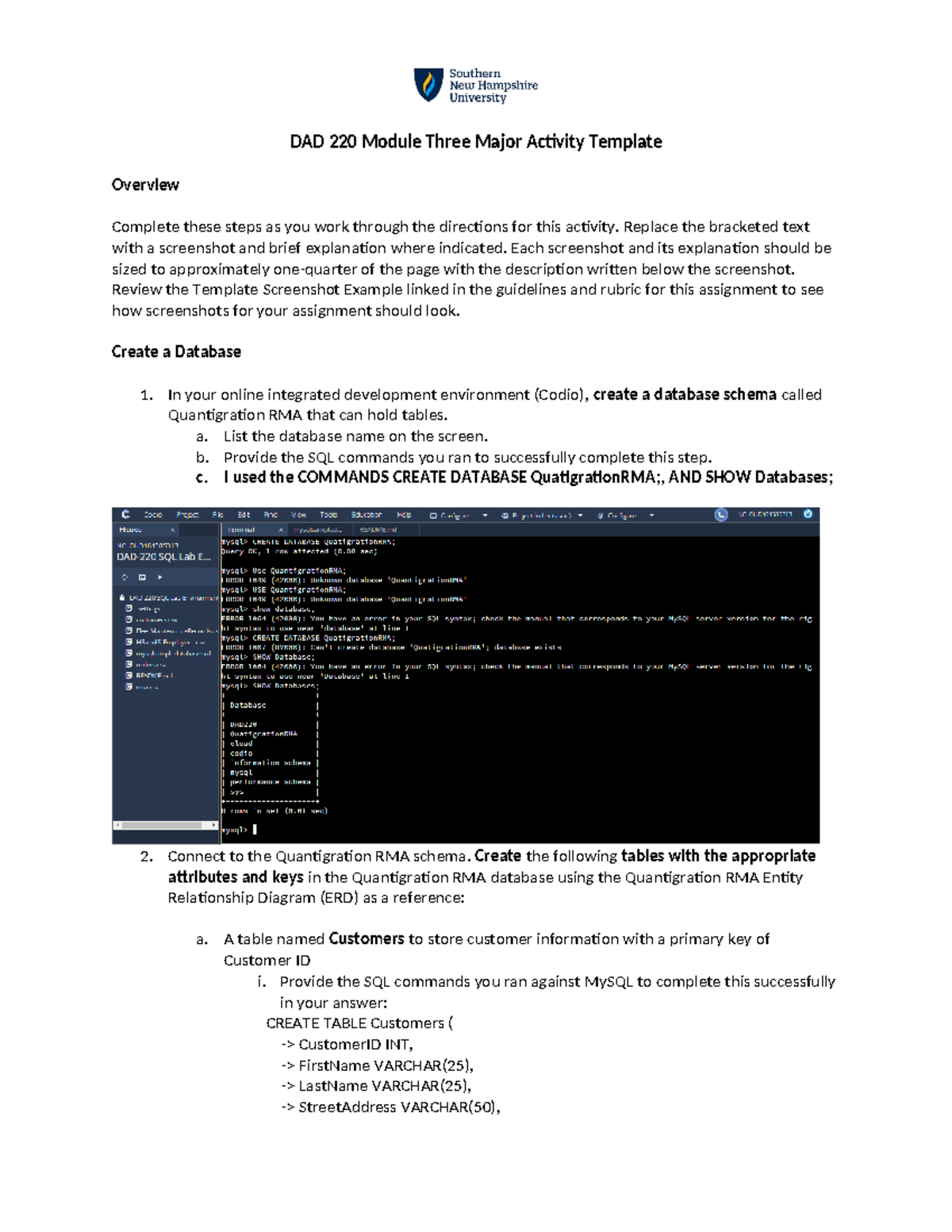 DAD 220 Module Three Major Activity Template - DAD 220 Module Three ...