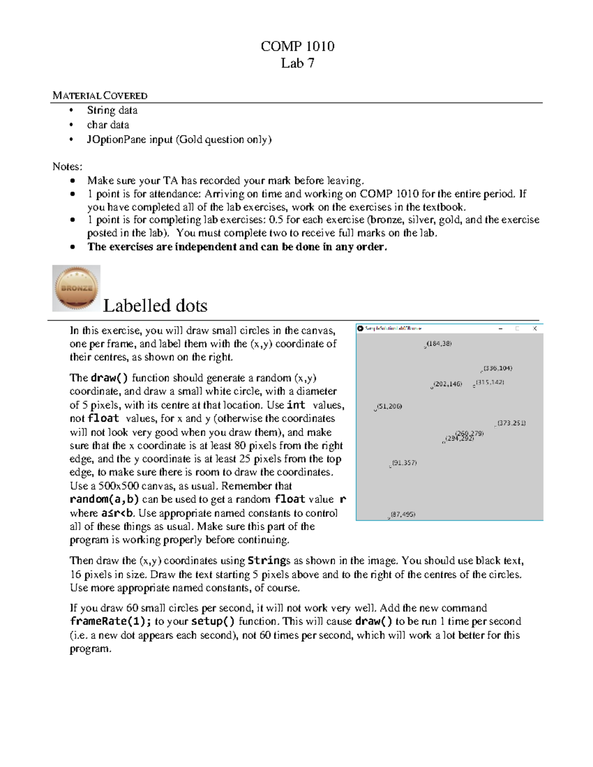 Lab07-COMP1010-Winter 2020 - Warning: TT: undefined function: 32 COMP 1010 Lab 7 MATERIAL ...