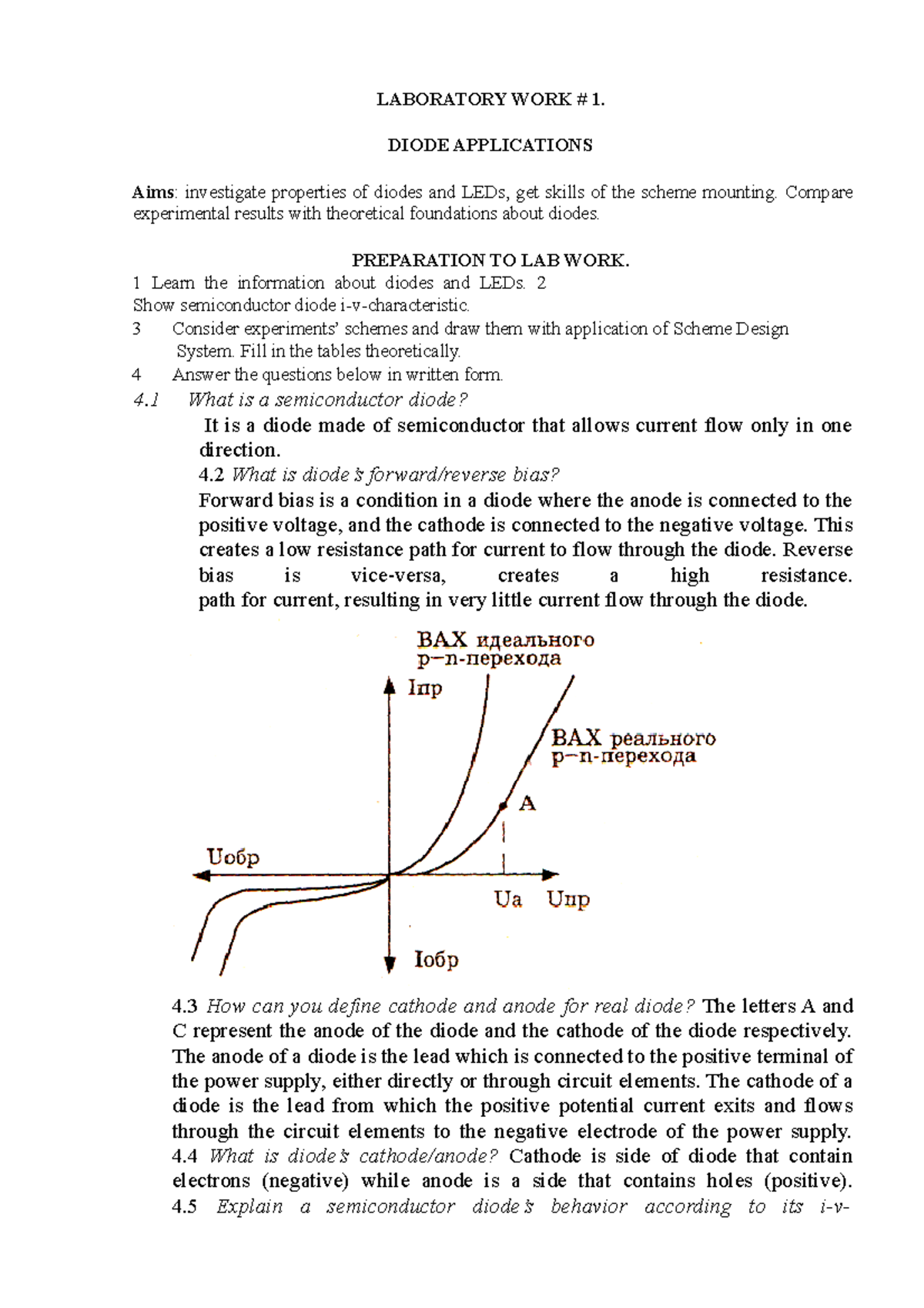 Lab1 - LABORATORY WORK # 1. DIODE APPLICATIONS Aims: investigate properties of diodes and LEDs ...