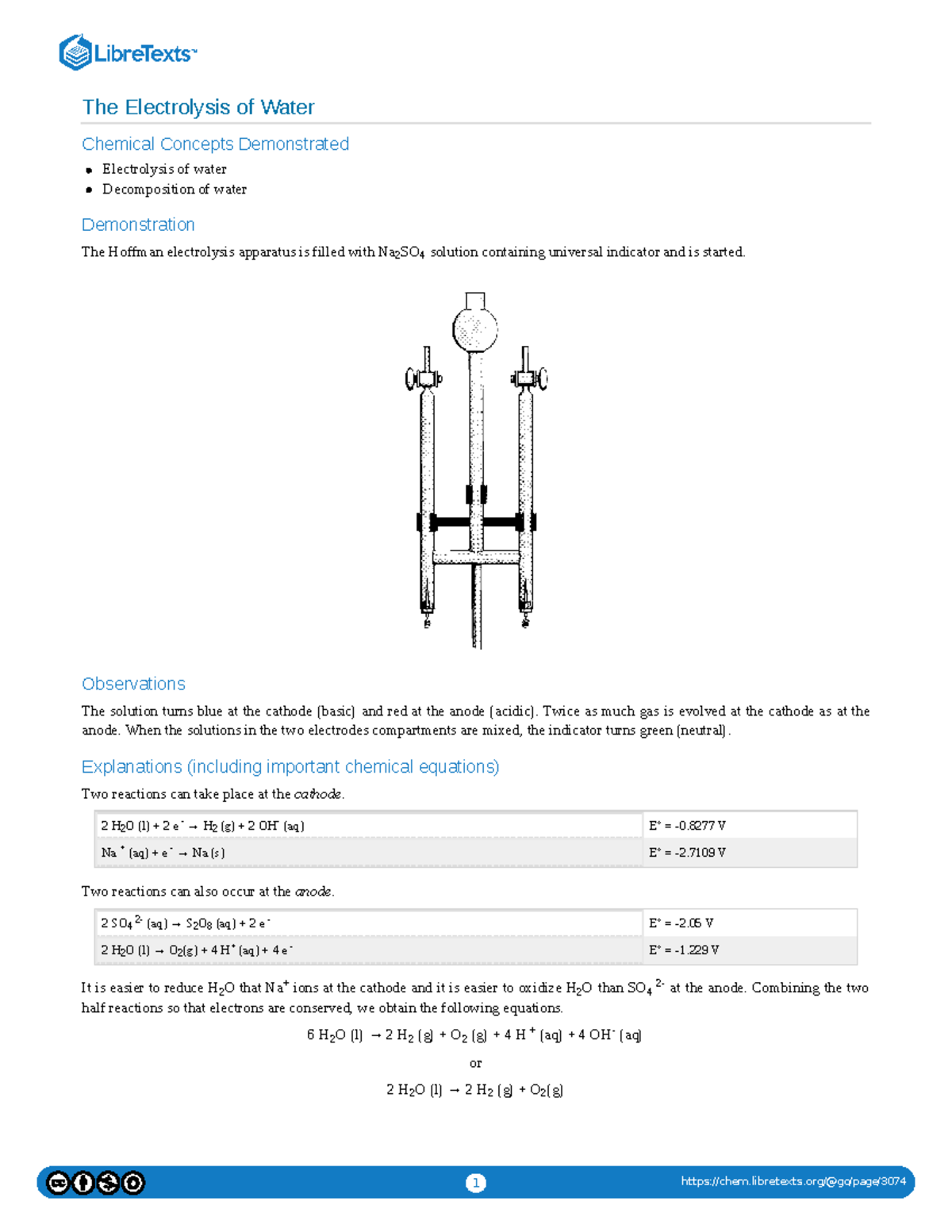 The Electrolysis of Water - 1 chem.libretexts/@go/page/ The ...