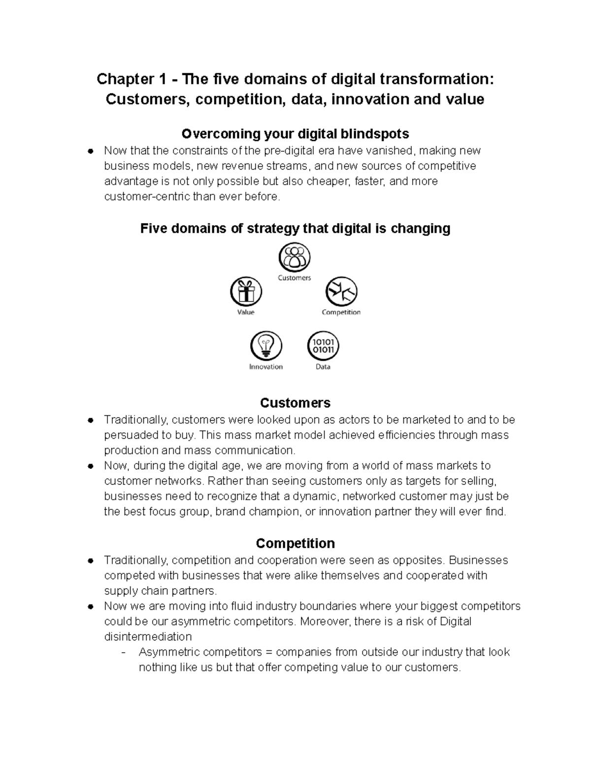 Digital tranformation book notes - Chapter 1 - The five domains of ...