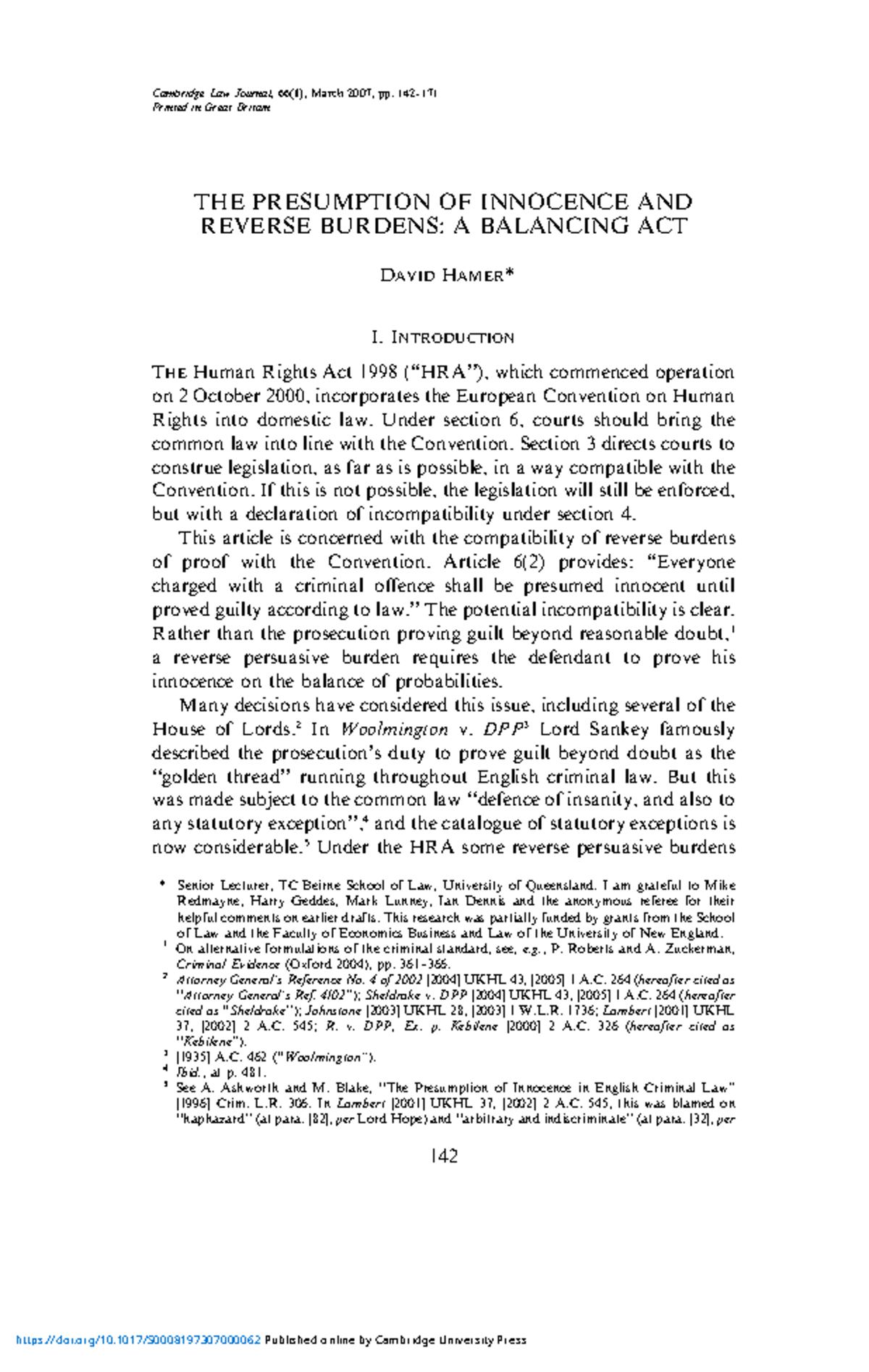 The presumption of innocence and reverse burdens a balancing act - THE ...