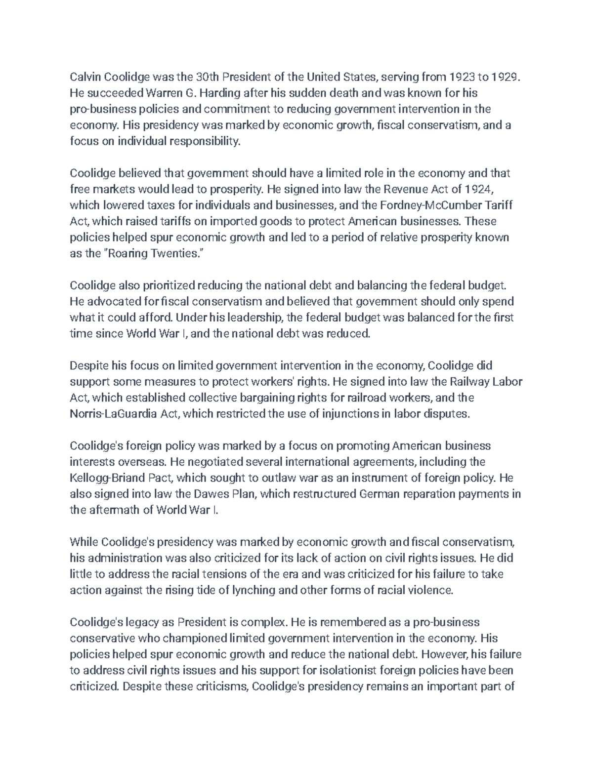 Calvin Coolidge Presidency - Calvin Coolidge was the 30th President of ...