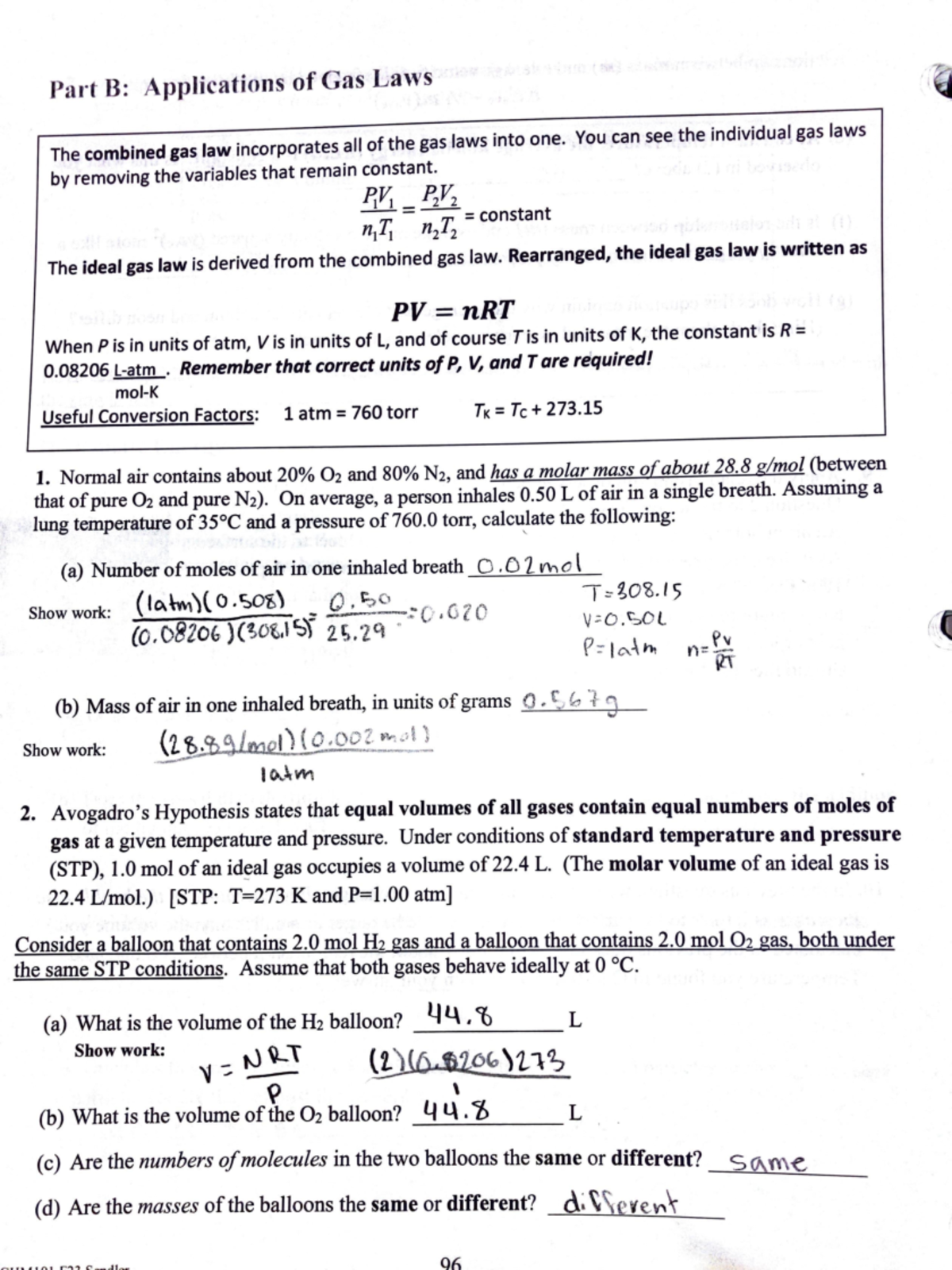 Adobe Scan Nov 1, 2023 combined - Part B: Applications of Gas Laws The ...