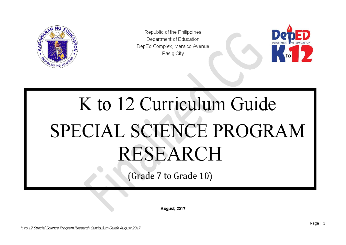 SSP Research CG 2017 - Science Investigatory Project Curriculum Guide ...