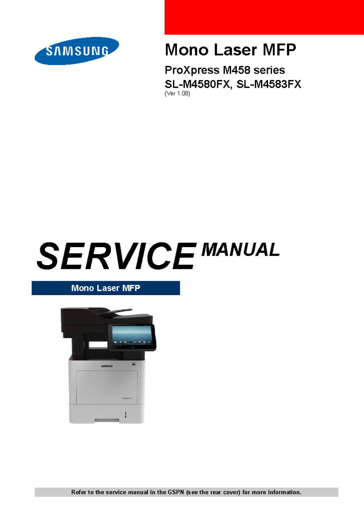 0 Cover M458 series eng - Manual de equipo Samsung M4580 - Mecanica ...