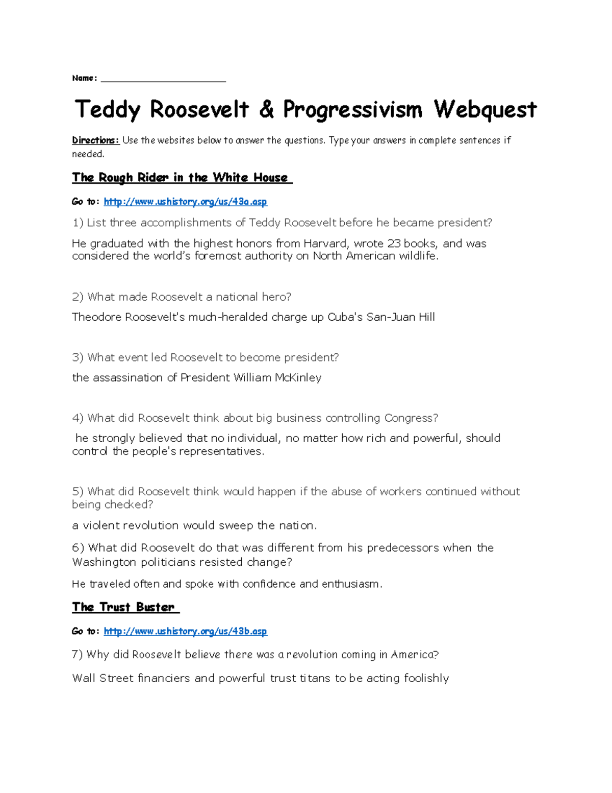 Teddy Rooseveltand Progressivism-1 - Name ...