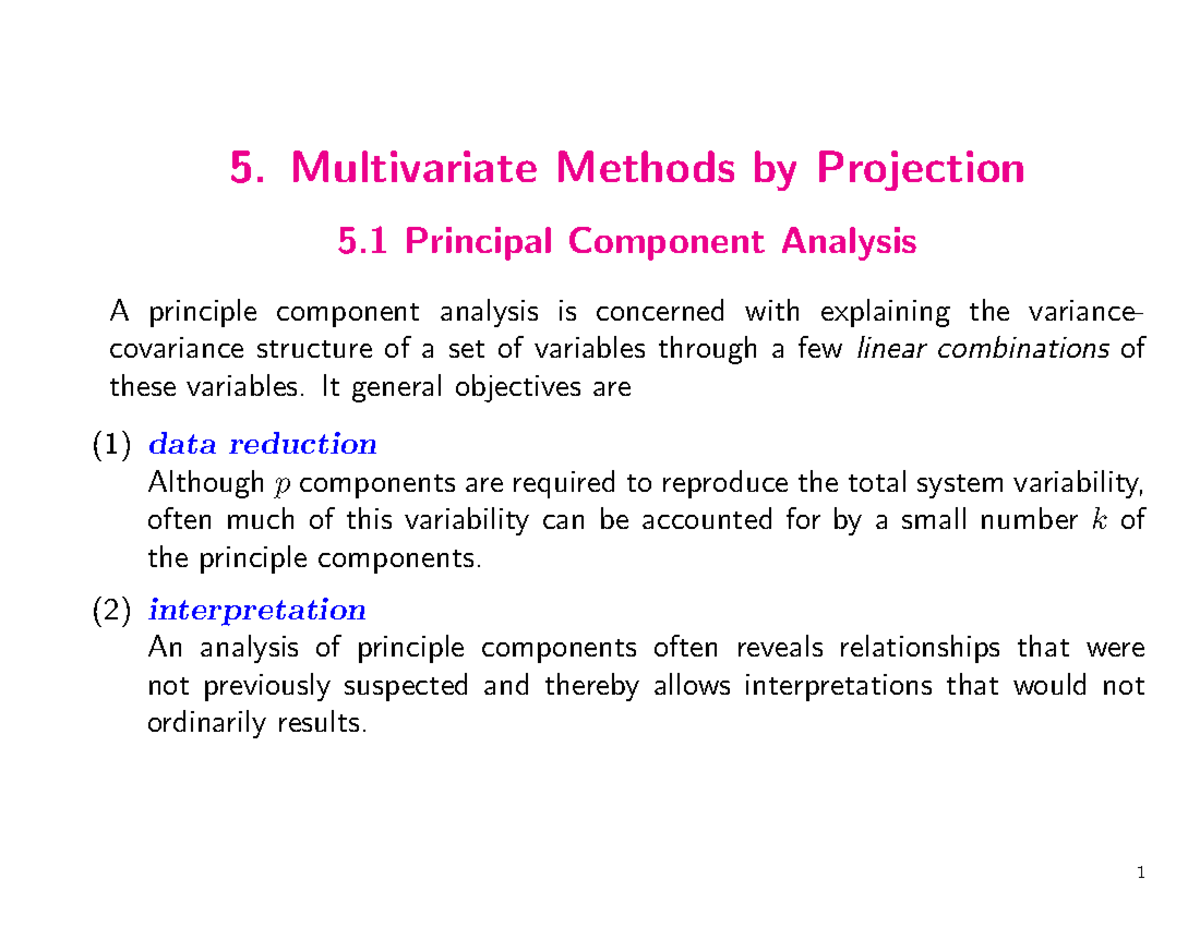 Lecture note5 - 5. Multivariate Methods by Projection 5 Principal ...