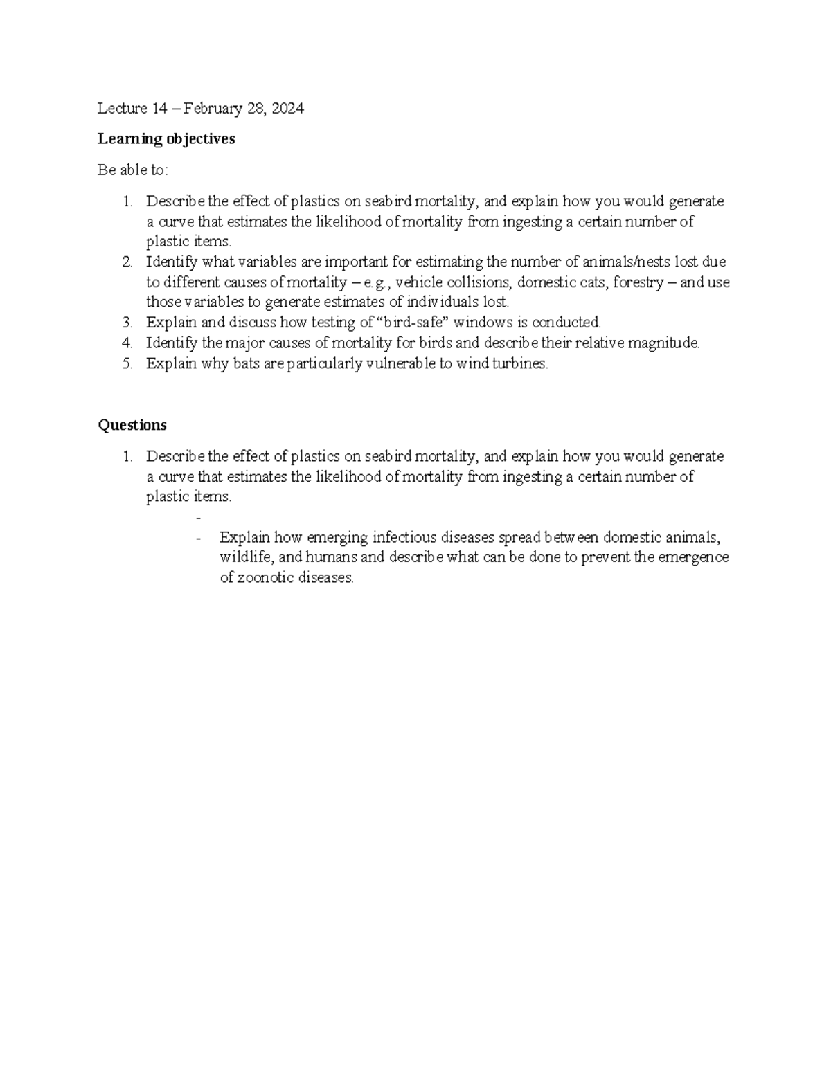 Lecture 14 - Lecture 14 – February 28, 2024 Learning objectives Be able ...