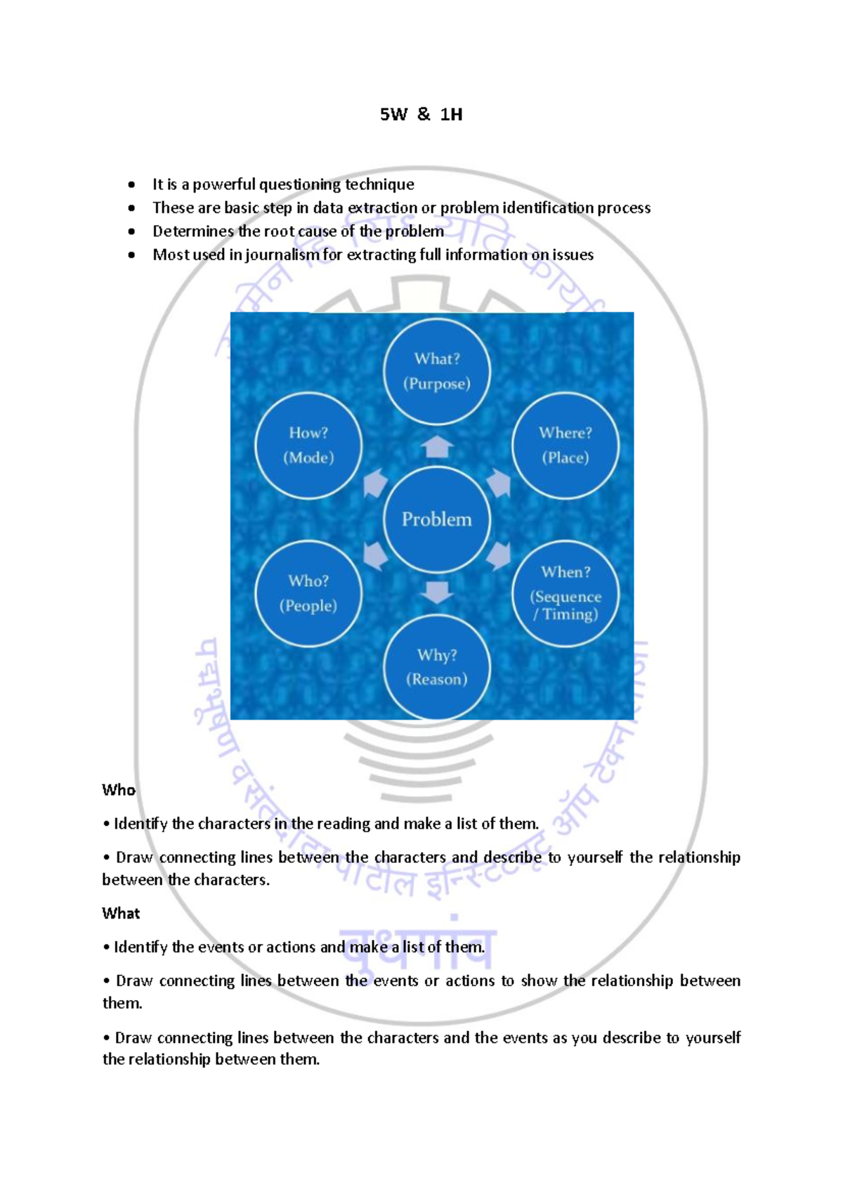 5W &1H 7C - this is a very important text document for students and ...