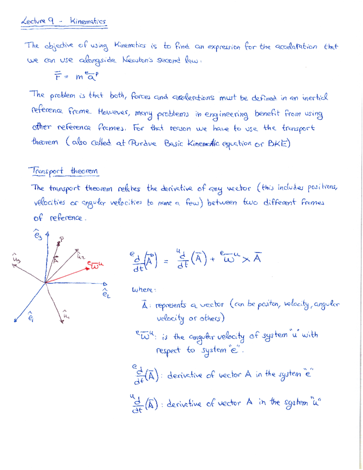Lecture 9 - Kinematics - AAE 34000 - Studocu