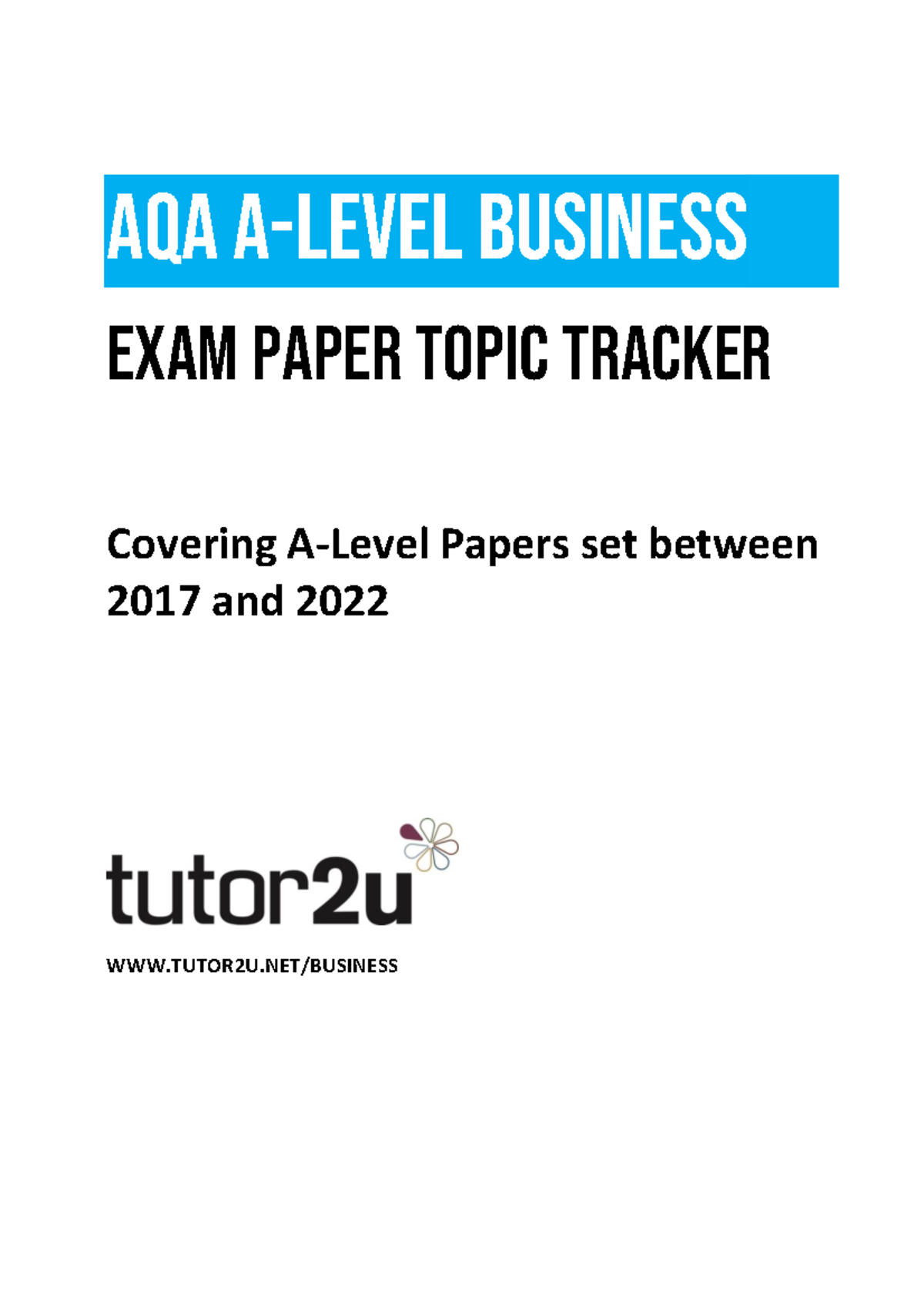 AQA A Level Business Exam Topic Tracker Master 2023 - aqa a-level ...