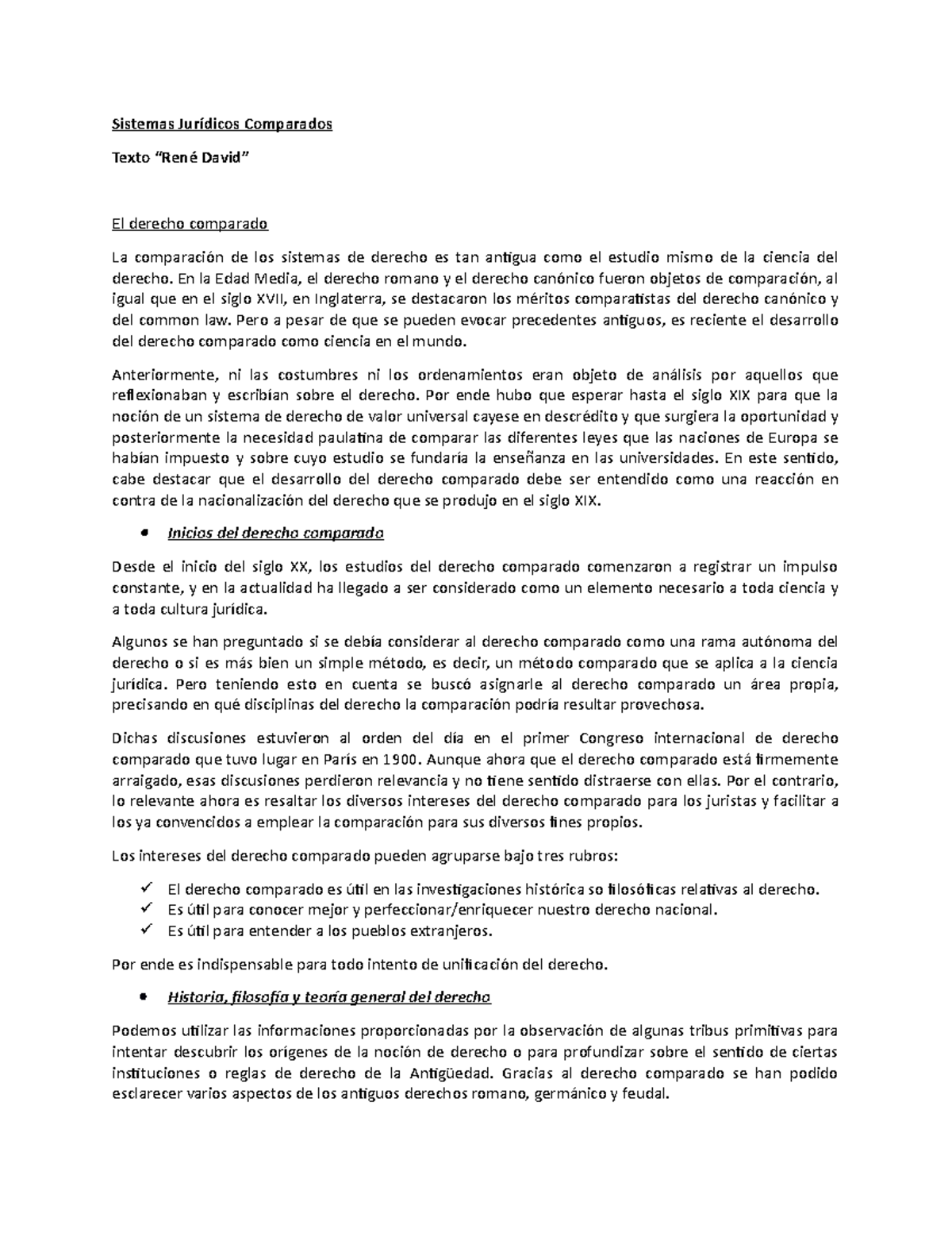 Rene David - Sistemas Jurídicos Comparados Texto “René David” El ...