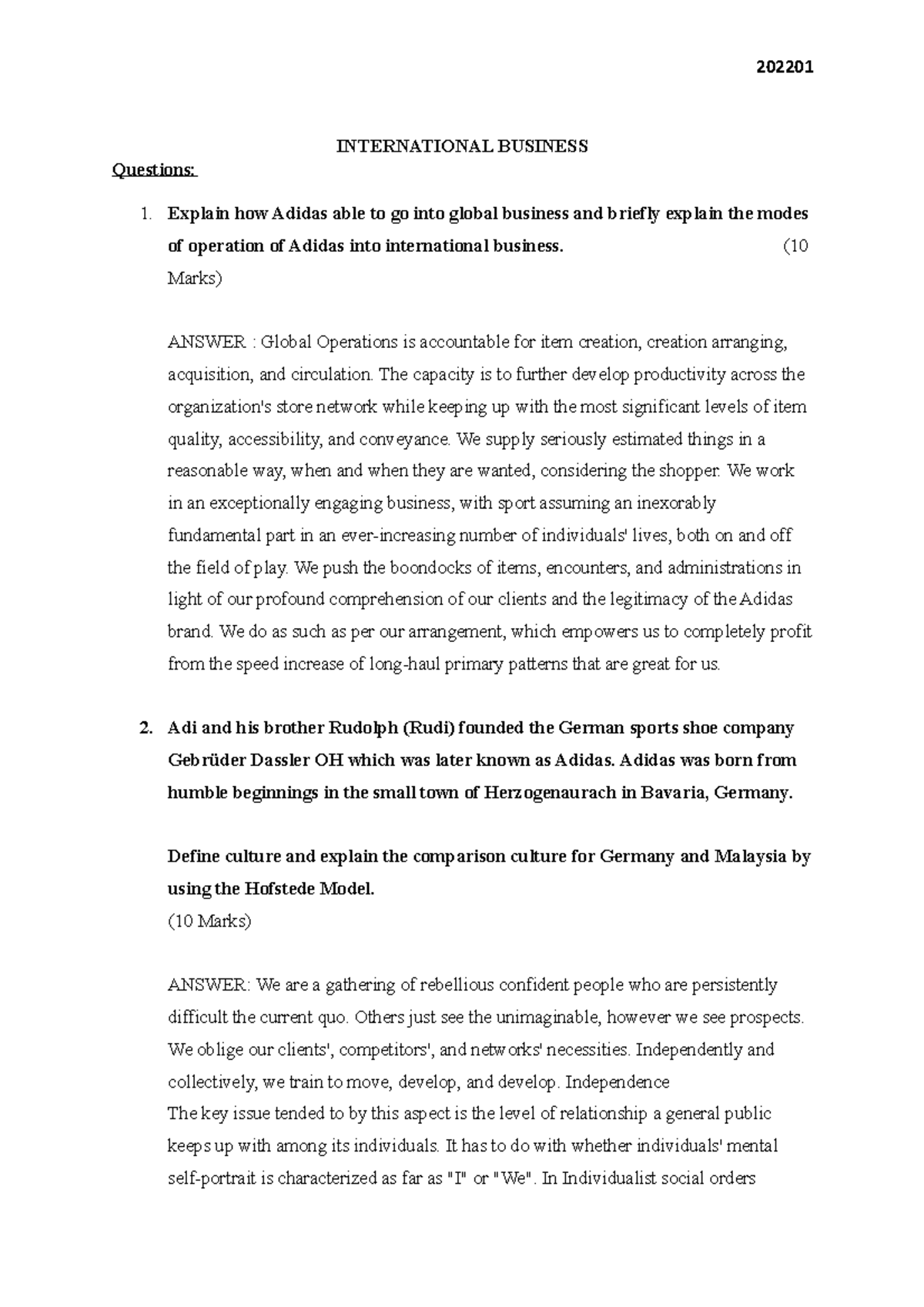Assignment 1 Answer - INTERNATIONAL BUSINESS - INTERNATIONAL BUSINESS ...