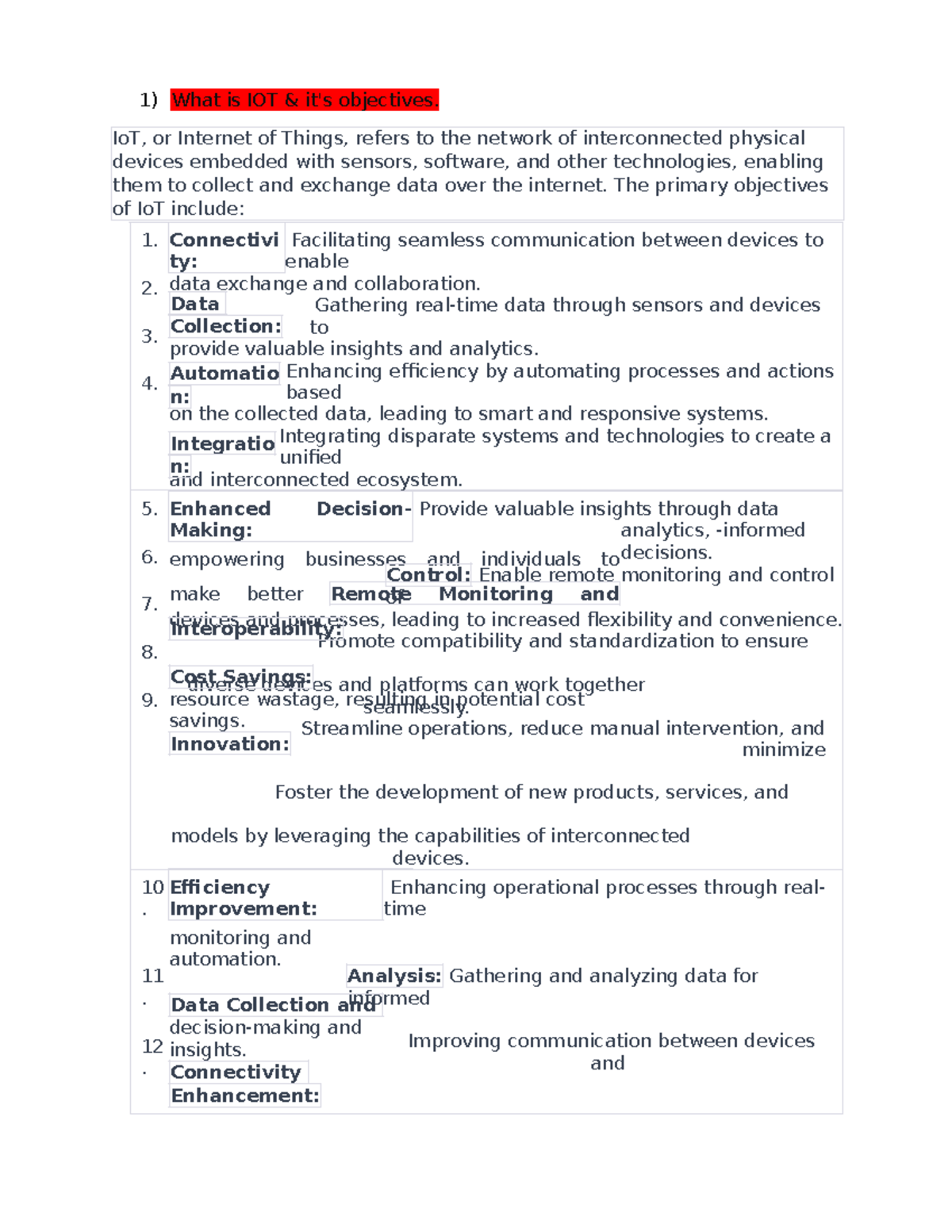 IOT solved QB - Internet of Things - 1) What is IOT & it's objectives. IoT, or Internet of - Studocu