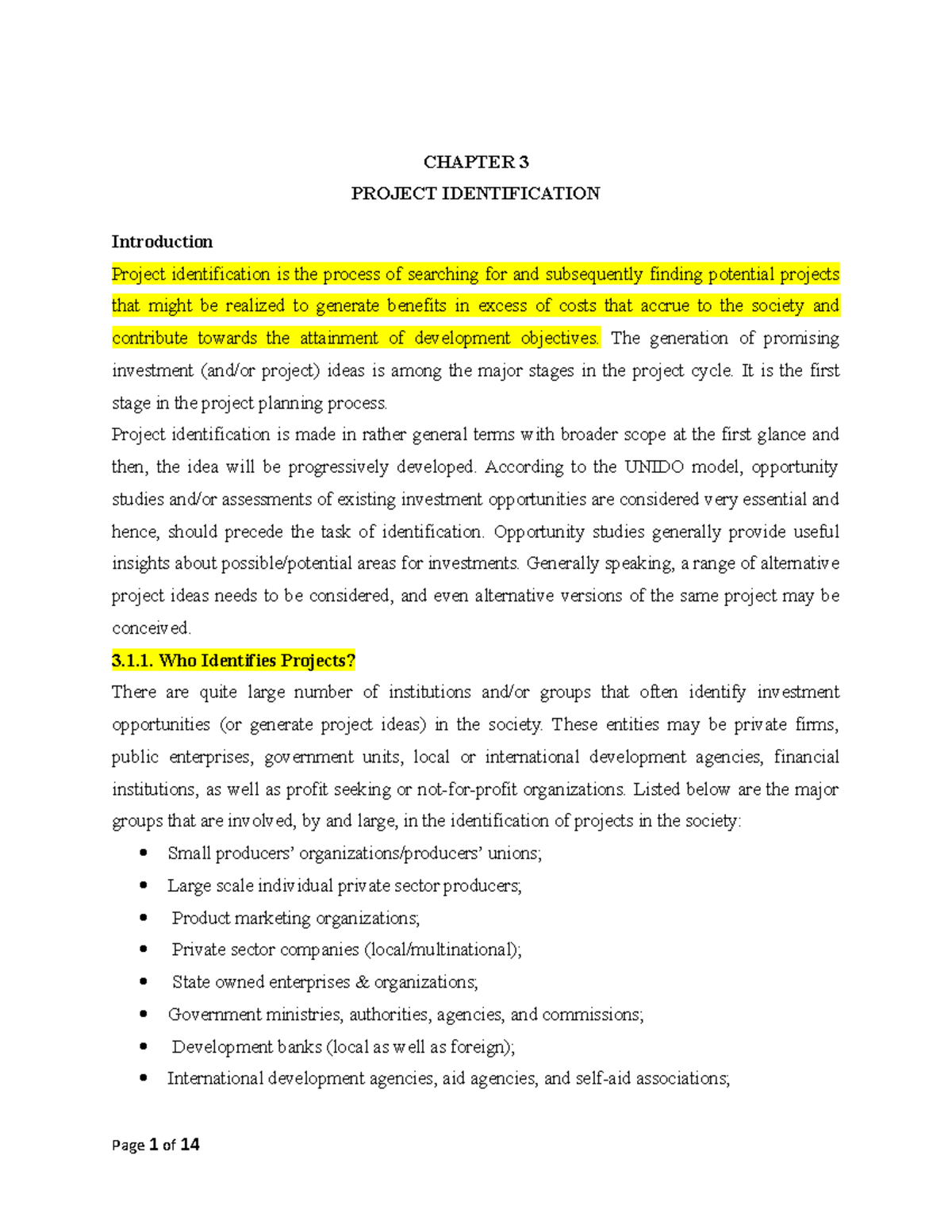 03 Project chapter three - CHAPTER 3 PROJECT IDENTIFICATION Introduction Project identification ...