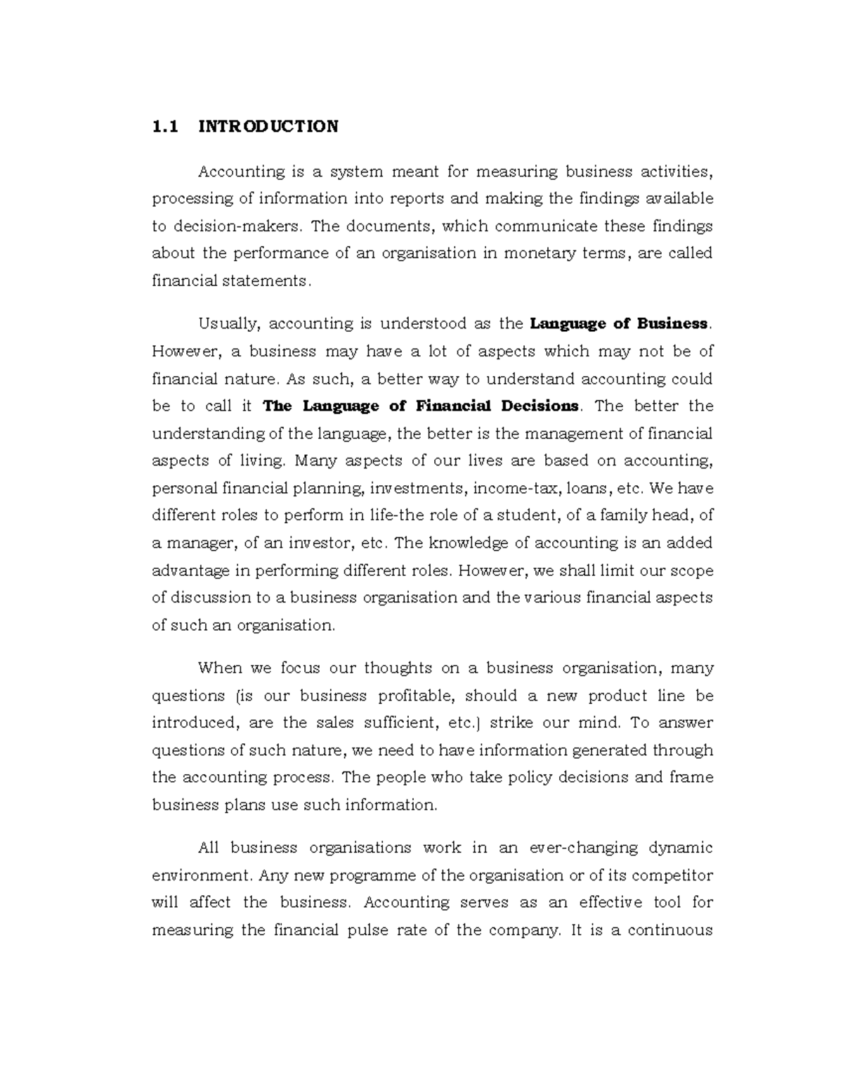 Accounting basics - 1 INTRODUCTION Accounting is a system meant for ...