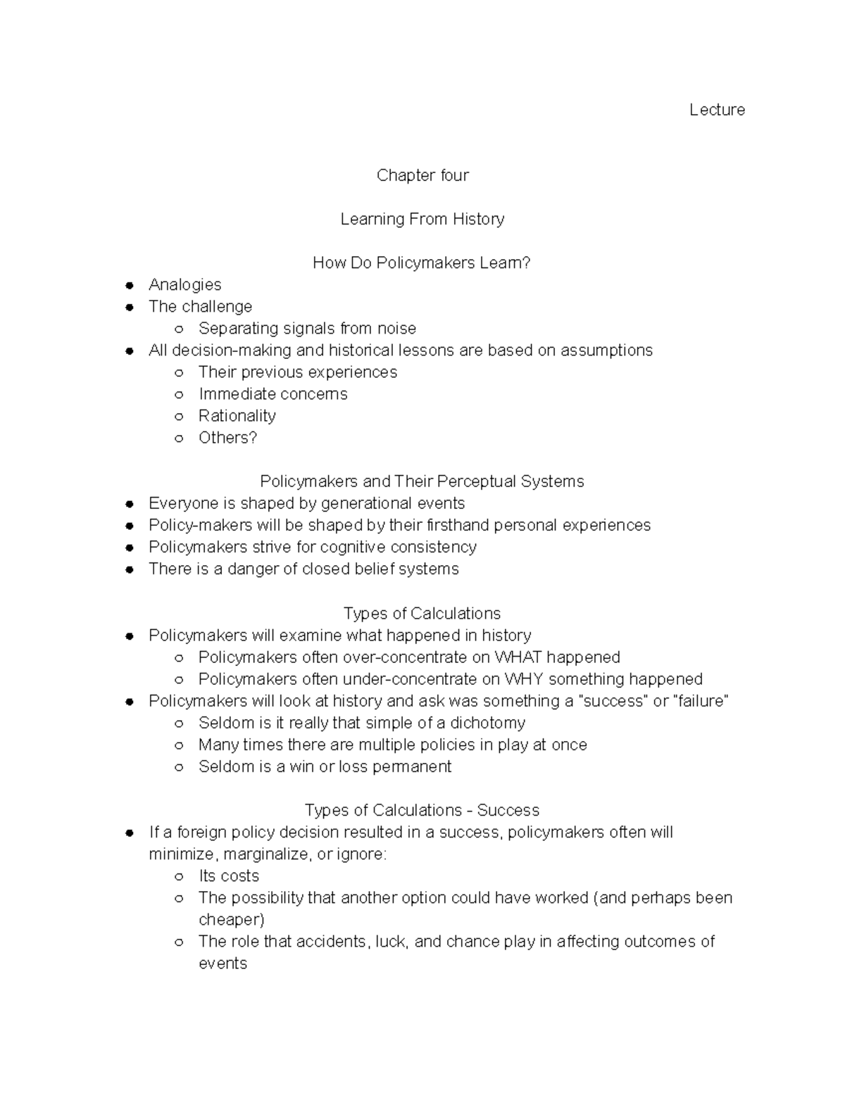 Chapter 4 notes - Lecture Chapter four Learning From History How Do ...