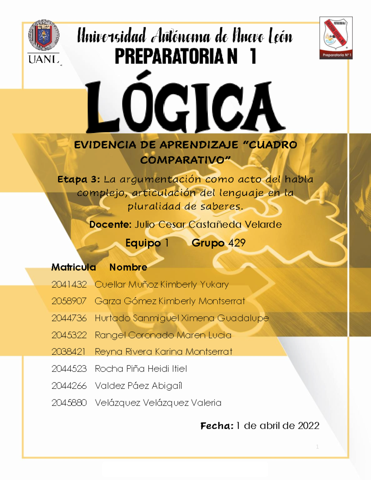 Equipo 1 EV3 Lógica evidencia de aprendizaje - EVIDENCIA DE APRENDIZAJE “CUADRO COMPARATIVO ...