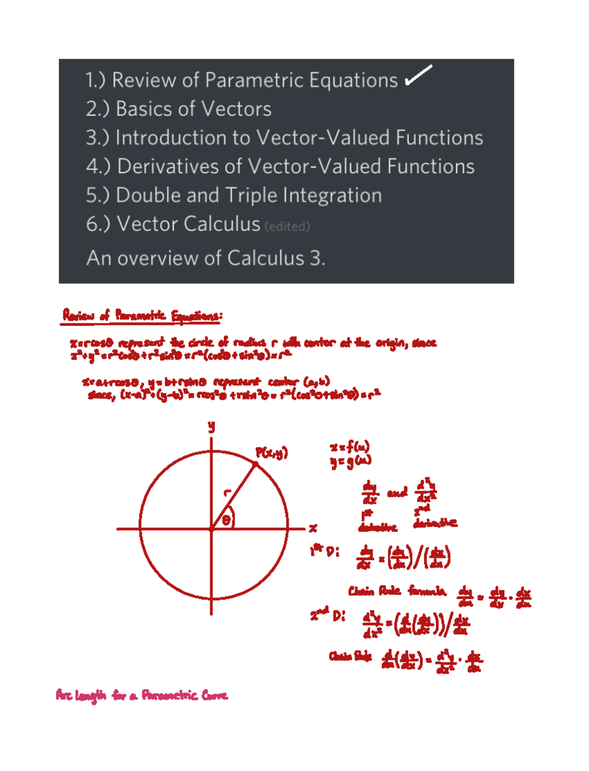 Calculus 3 practice - Review of Parametric Equations xercosorepresent ...