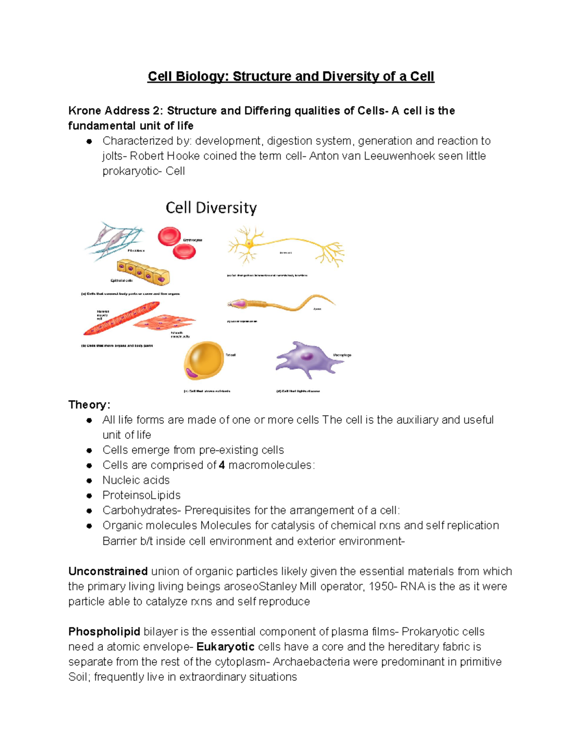 Cell Biology Structure and Diversity of a Cell - coli: Lives within the ...