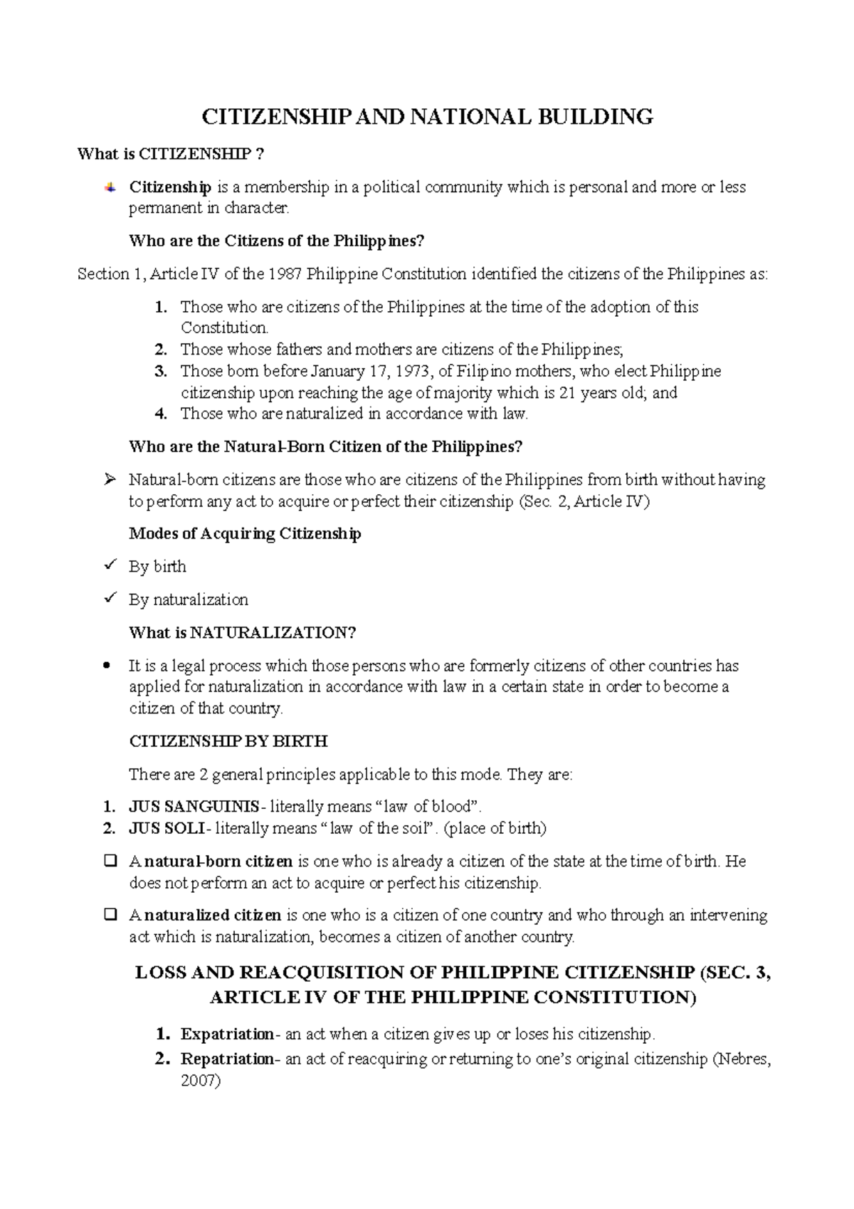 Citizenship AND National Building - CITIZENSHIP AND NATIONAL BUILDING ...