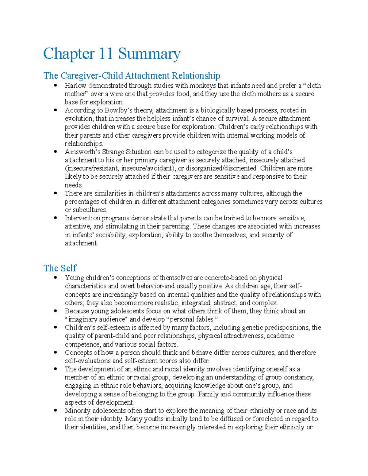 Chapter 11 Summary - How Children Develop - Chapter 11 Summary The ...