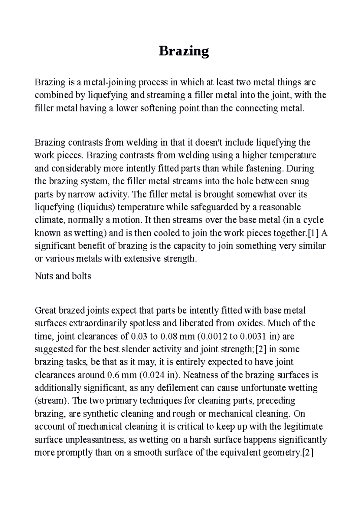 Brazing - Ifah - Brazing Brazing is a metal-joining process in which at ...