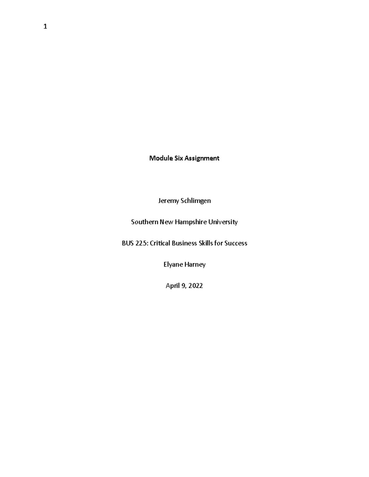 BUS225 Module Six Assignment - Module Six Assignment Jeremy Schlimgen ...