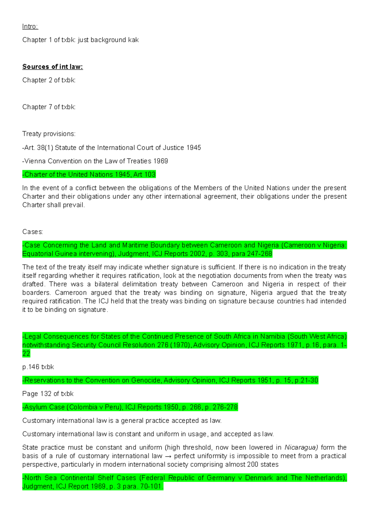 International Law Notes Semester 1 - Intro: Chapter 1 of txbk: just ...