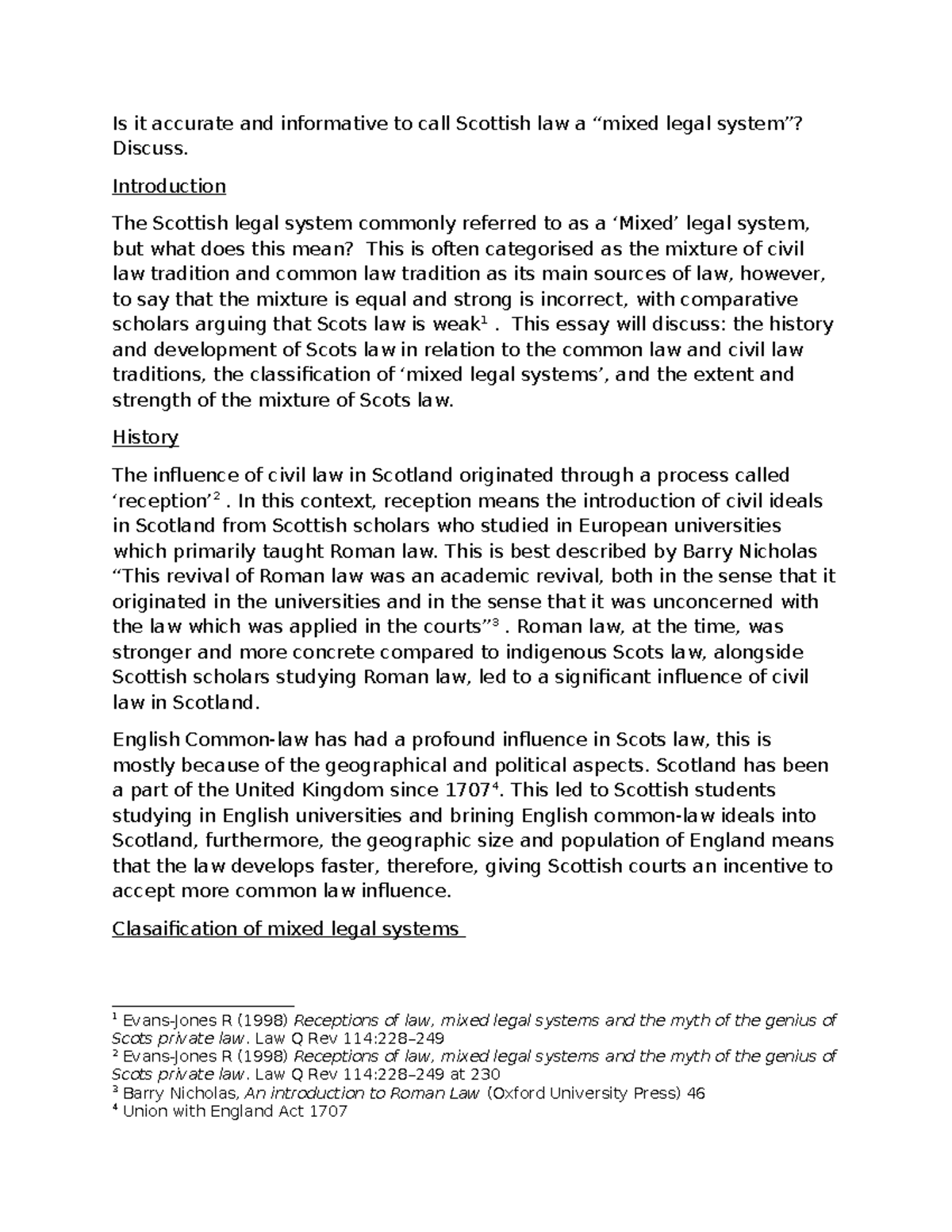 Comparative law essay - Is it accurate and informative to call Scottish ...