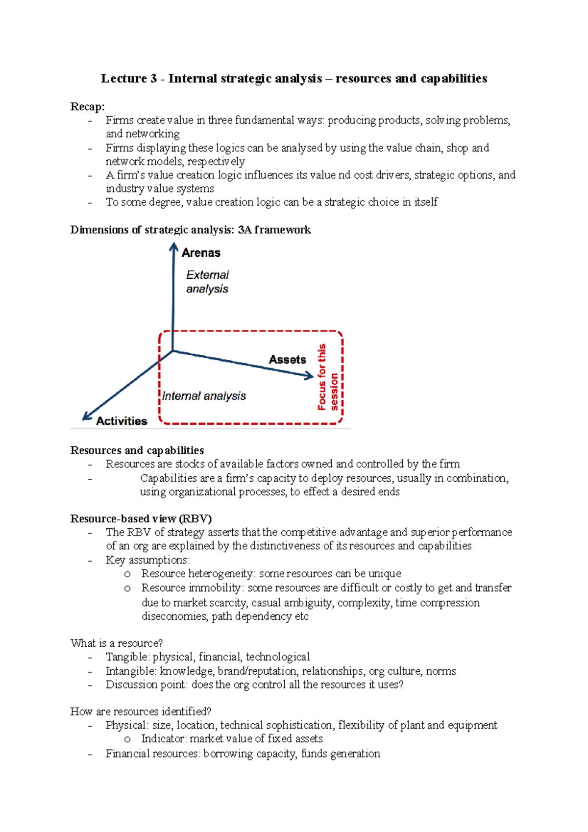 Session 3 - internal strategic analysis- resources and capabilities ...
