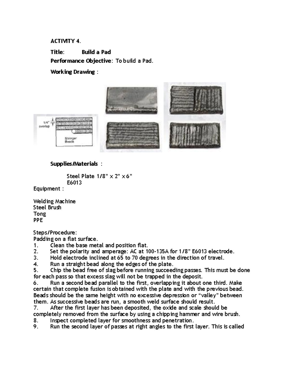 Learning Activity 4 and 5 - ACTIVITY 4. Title: Build a Pad Performance ...