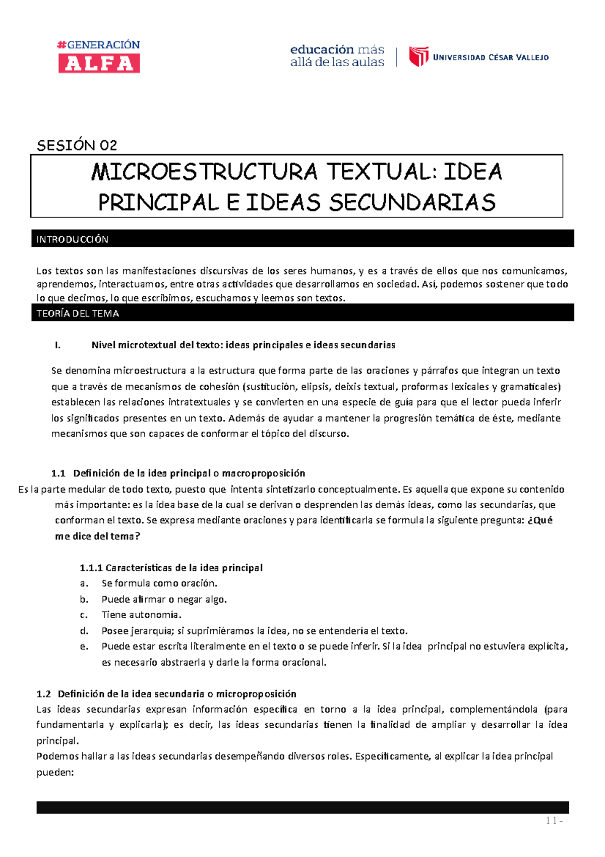 Microestructura Textual - SESIÓN 02 MICROESTRUCTURA TEXTUAL: IDEA ...