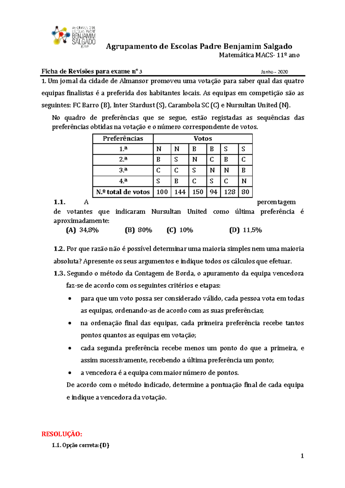 Ficha de revisão para exame nº 3 - Warning: TT: undefined function: 32 Warning: TT: undefined ...