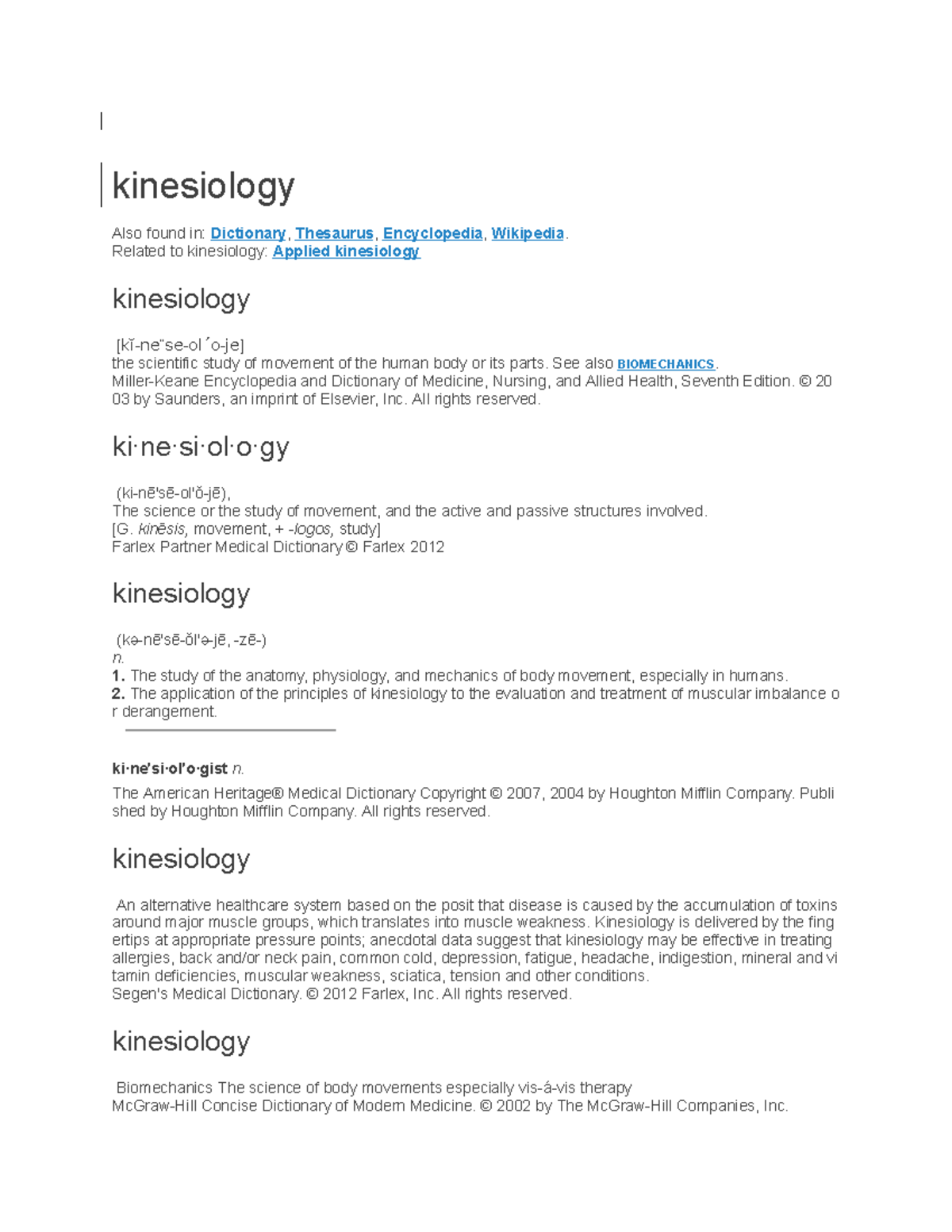 Kin 3 - notes - kinesiology Also found in: Dictionary, Thesaurus ...