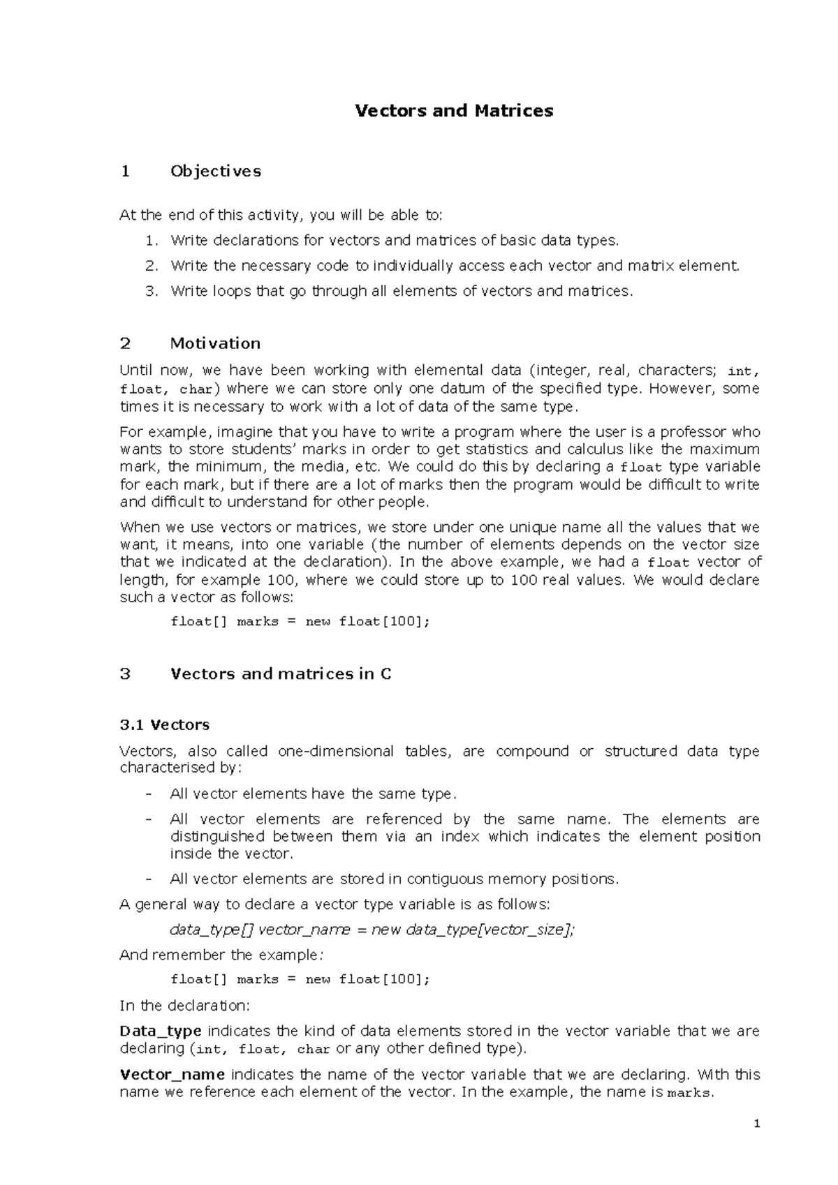 5 vectors and matrices c (2), VECTORES 2022 IO - Vectors and Matrices 1 ...