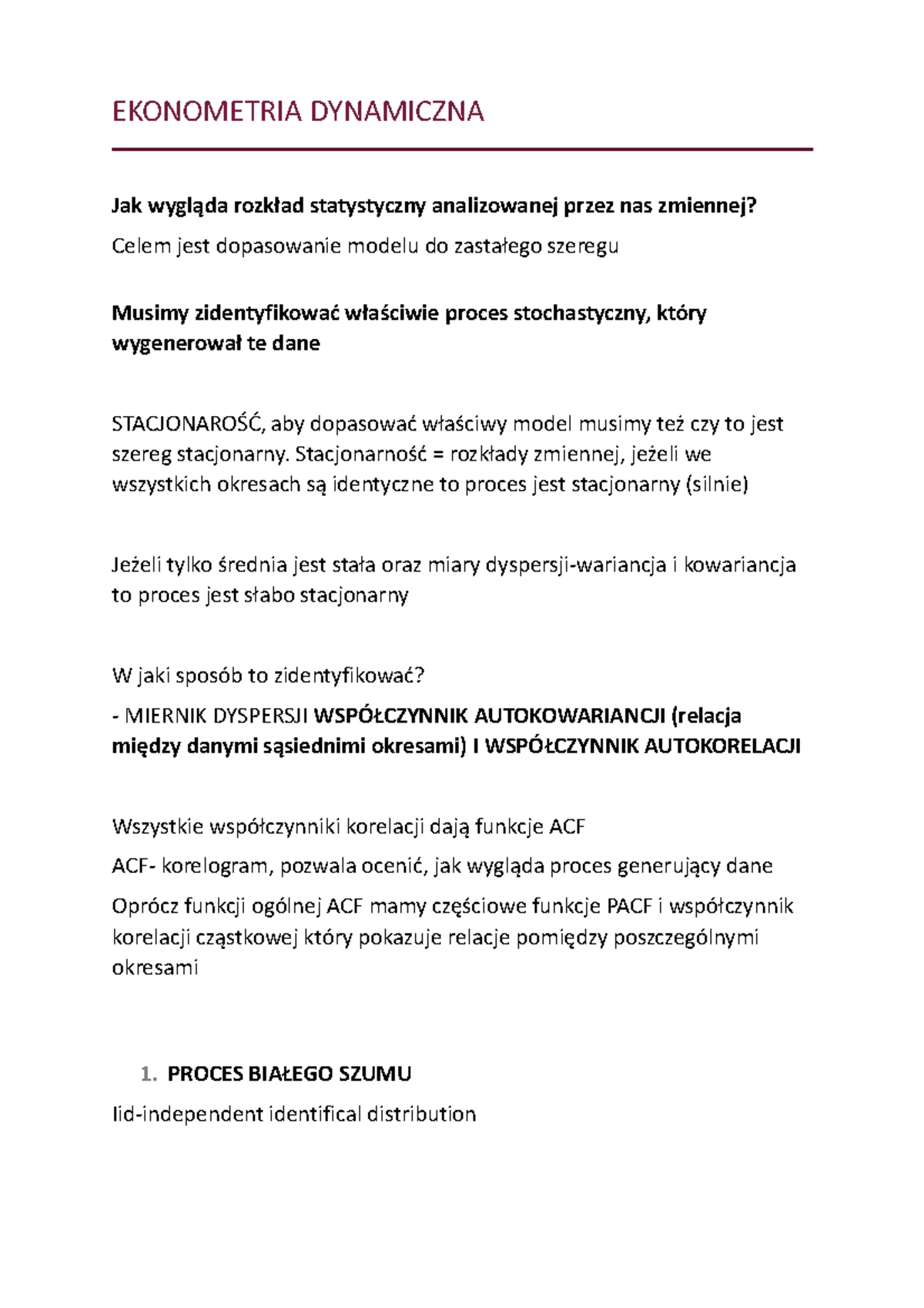 Ekonometria Dynamiczna wykłady - ####### EKONOMETRIA DYNAMICZNA Jak wygląda rozkład statystyczny ...