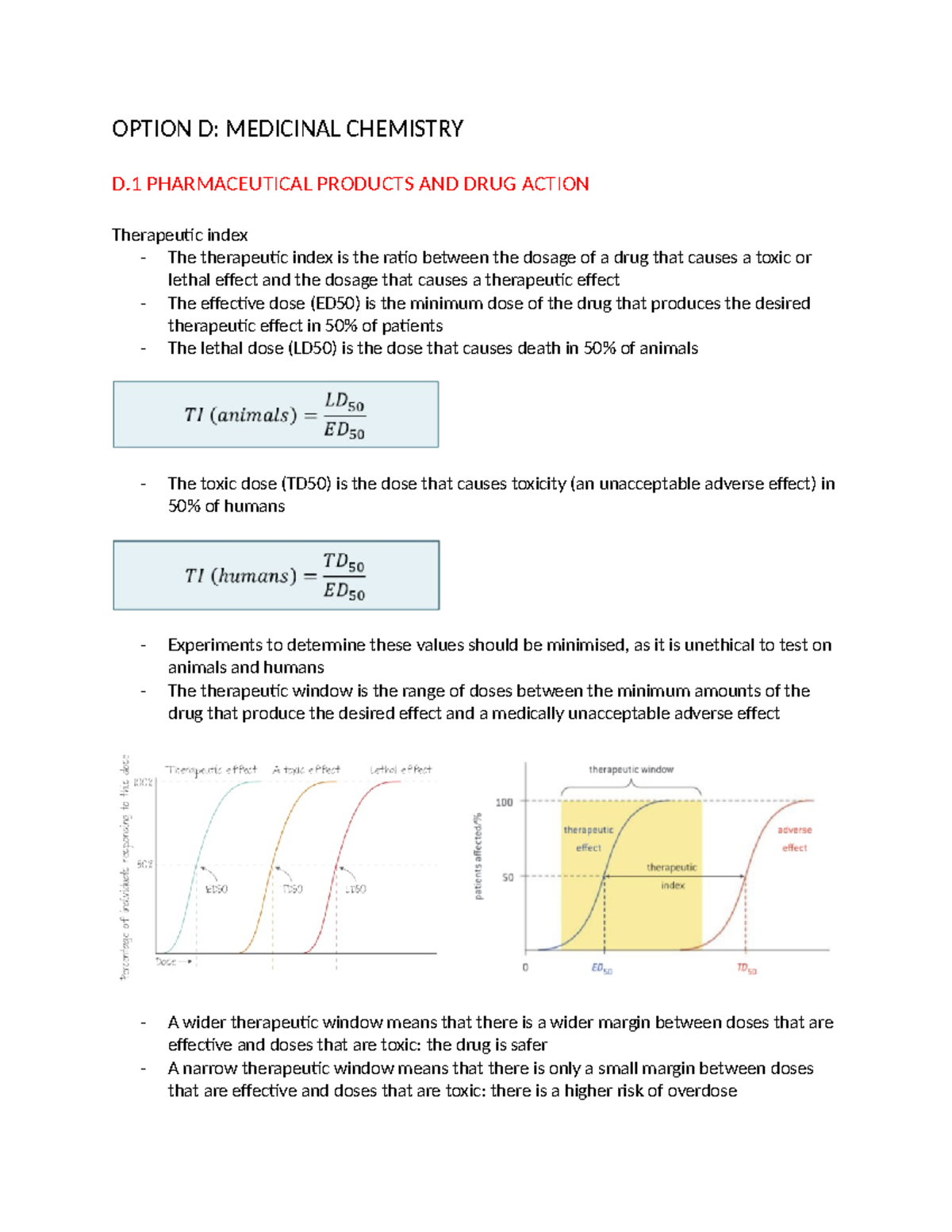 Medicinal Chemistry - OPTION D: MEDICINAL CHEMISTRY D PHARMACEUTICAL ...