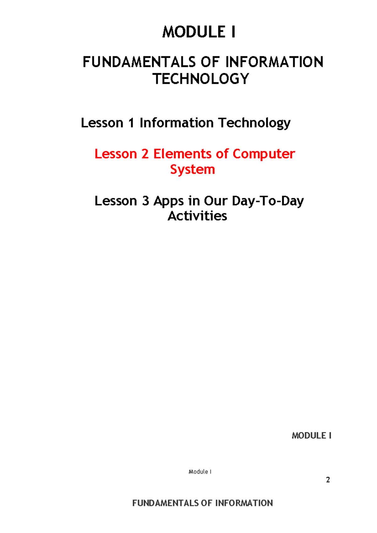 M1 Lesson 2 - living it era - MODULE I FUNDAMENTALS OF INFORMATION ...