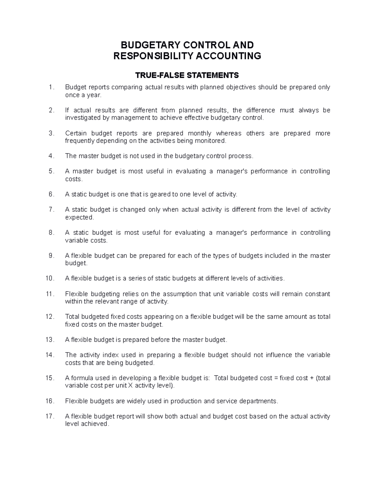 Budgetary Control AND Responsibility ACC - BUDGETARY CONTROL AND ...