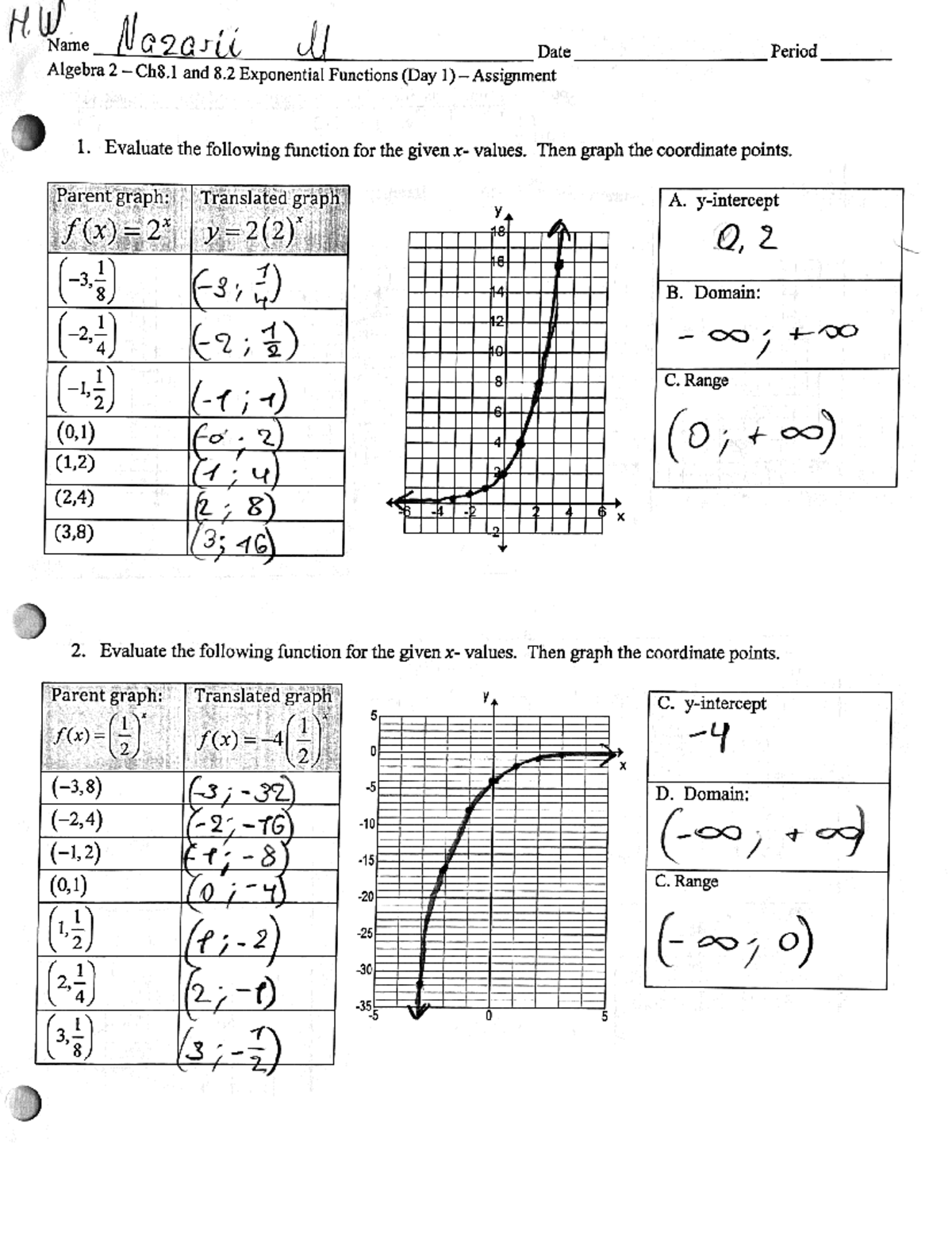 Exponential Functions Assignment - AS.110.601. - Studocu