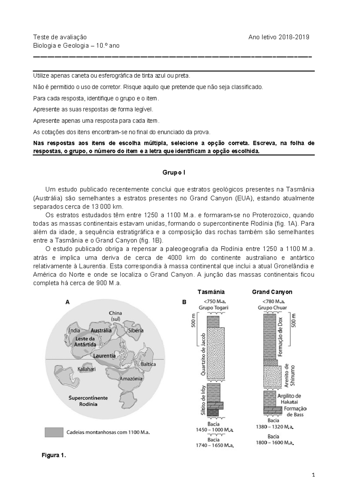 Biogeo 10 18 19 teste 2 - assasasasa - Teste de avaliação Ano letivo ...