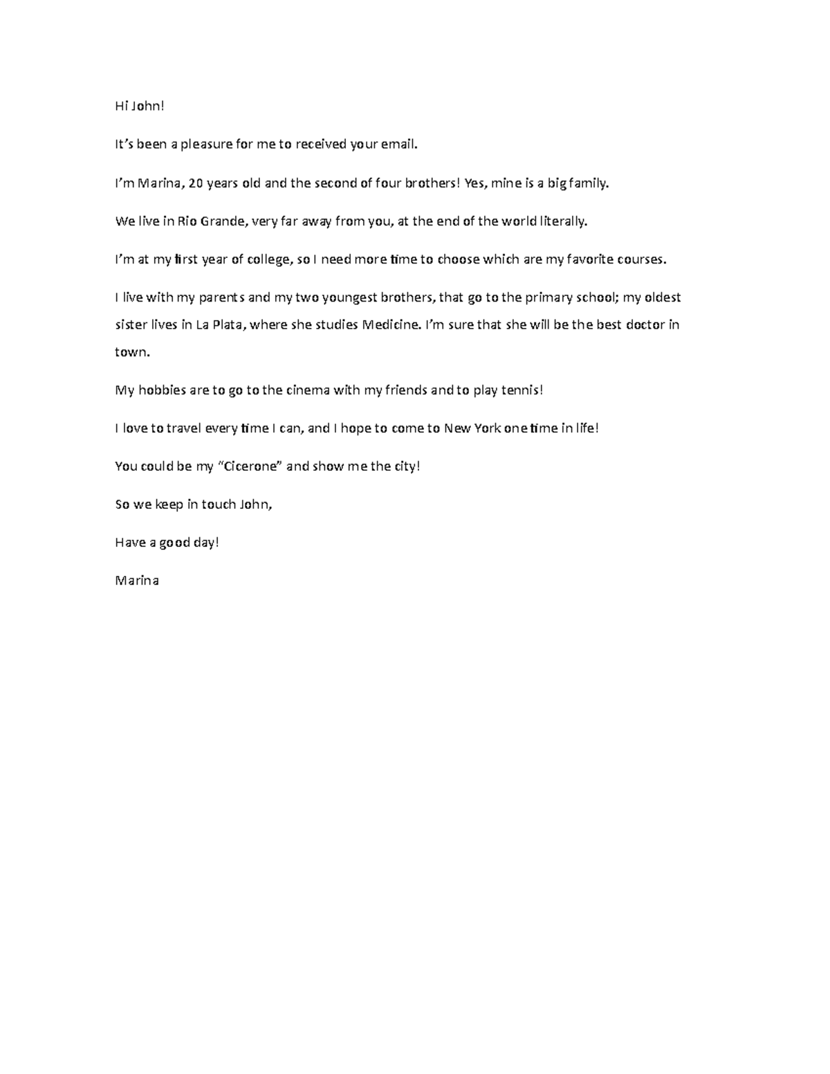 Hi John act. evaluable - Hi John! It’s been a pleasure for me to ...