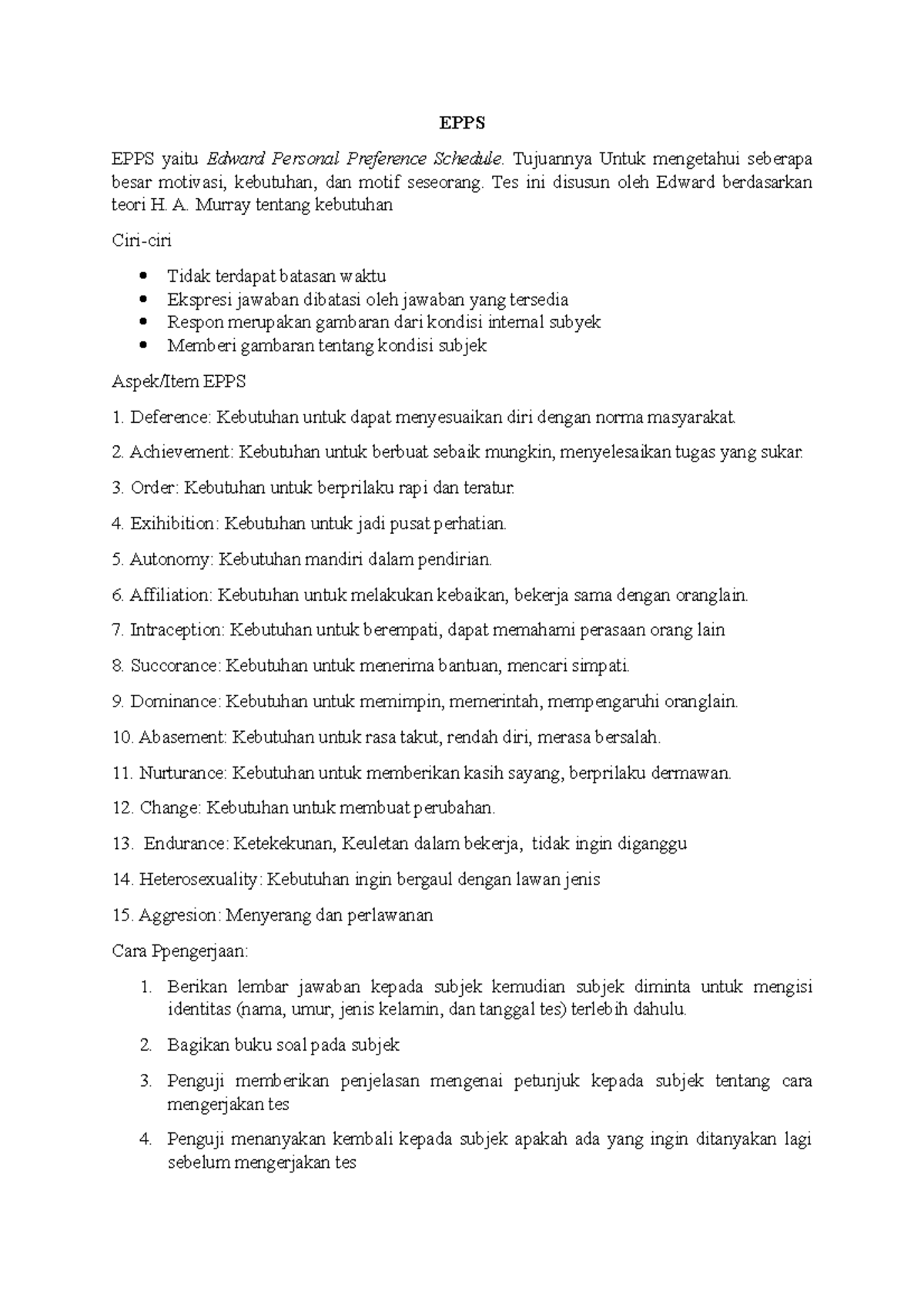 EPPS - Dwi Gita Verasari - EPPS EPPS yaitu Edward Personal Preference ...