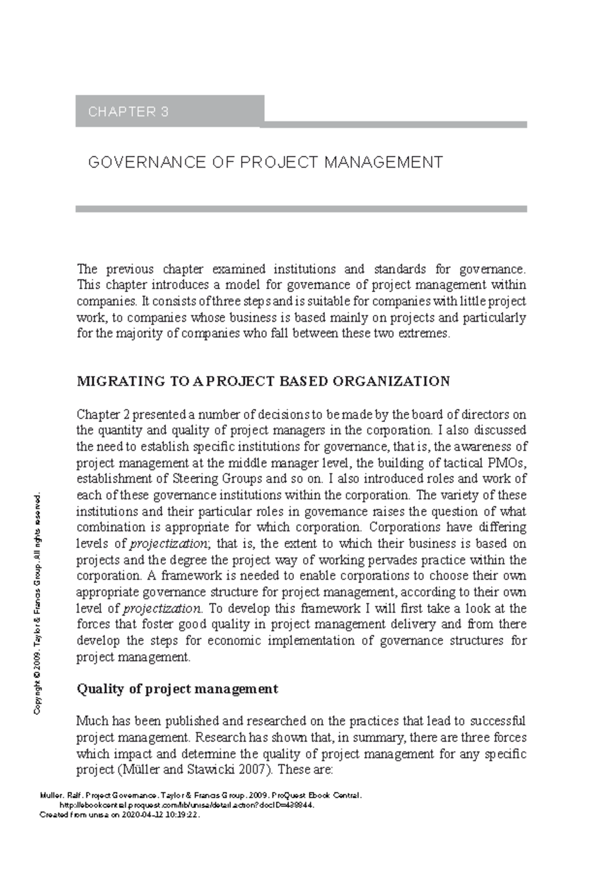 Project Governance - (3 Governance of Project Management) - The ...